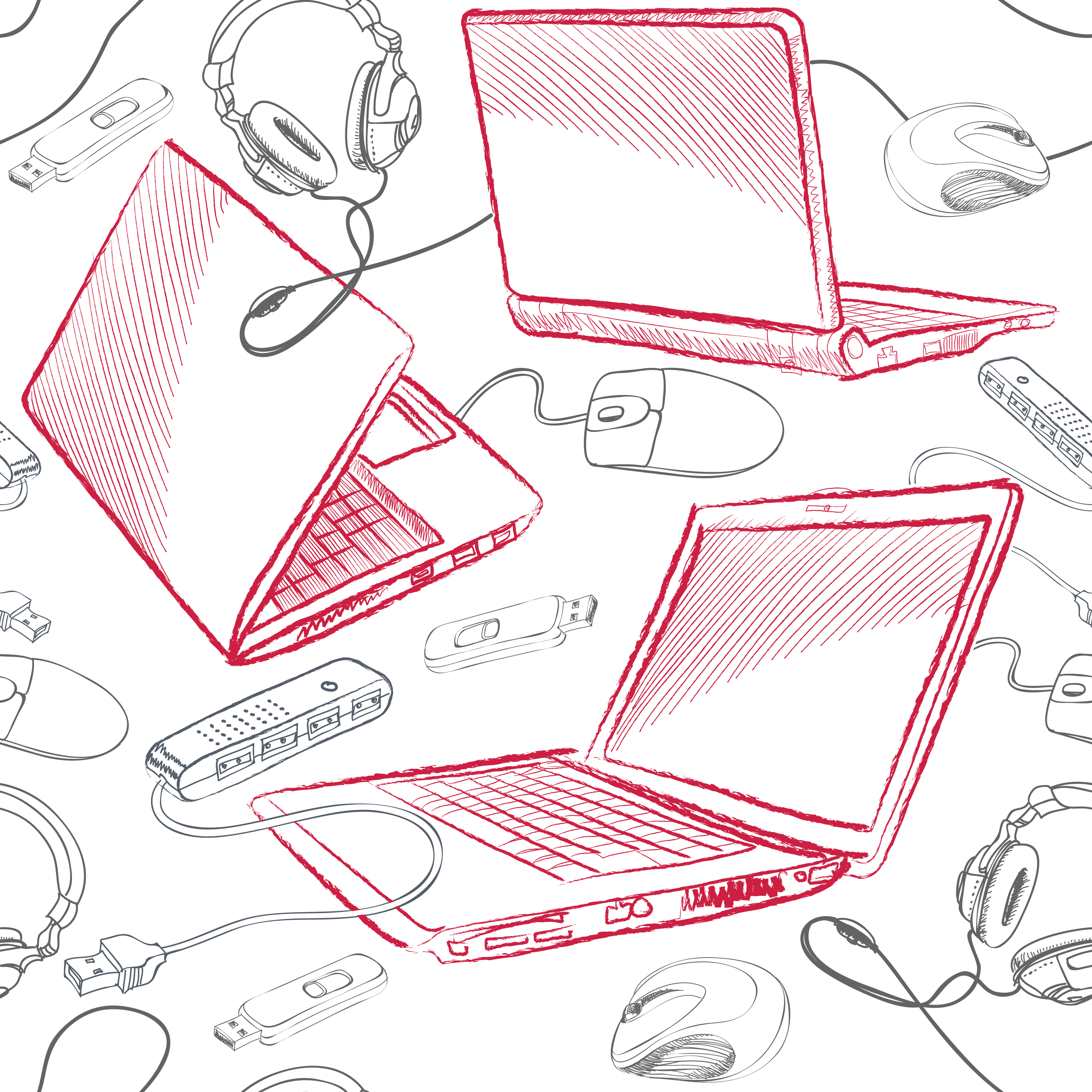 Laptop seamless pattern Computers connection background. 527666 Vector ...