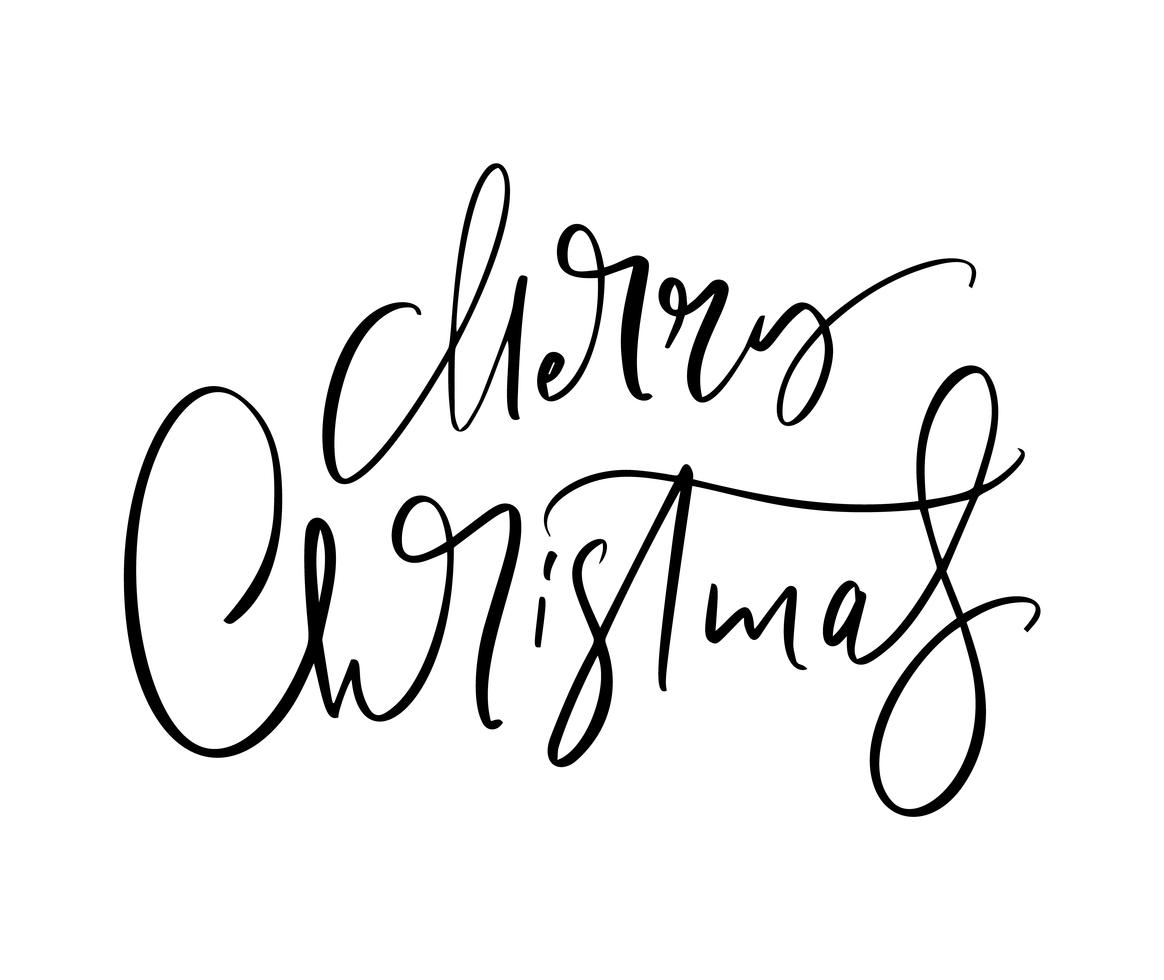 Merry Christmas Hand Drawn Lettering Text Vector Illustration Xmas