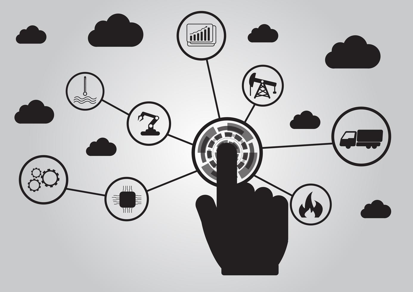 Icon of industry 4.0 concept, Internet of things network, smart factory ... Icon of industry 4.0 concept, Internet of things network, smart factory ...