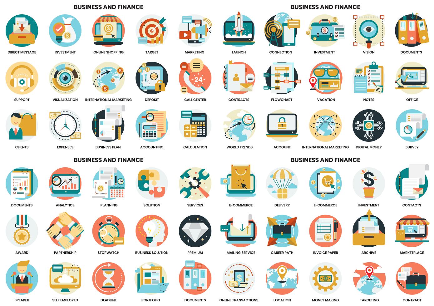 Business icons set for business 532828 Vector Art at Vecteezy