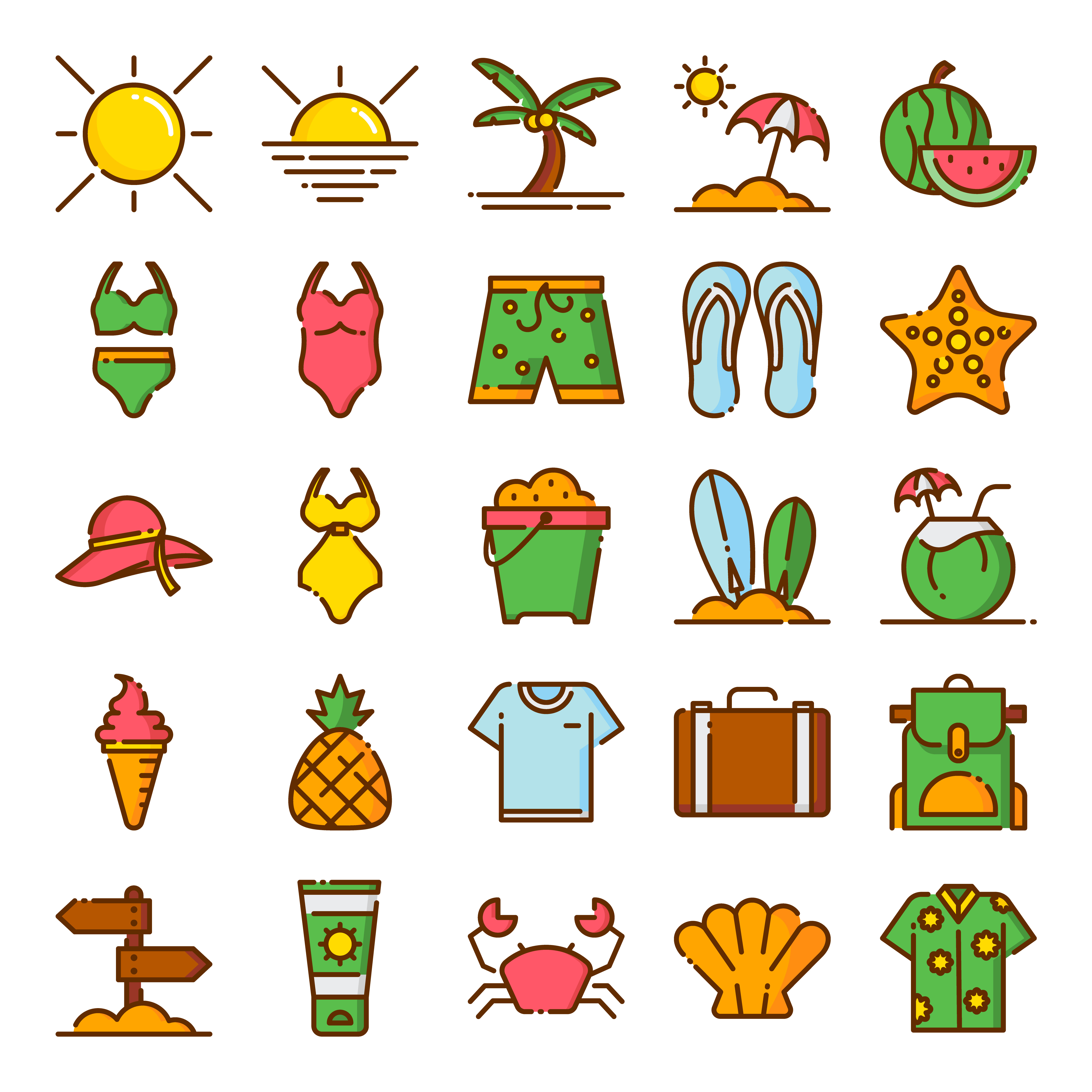 Summer icons pack 533873 Vector Art at Vecteezy