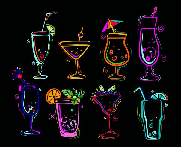 Set Of Neon Cocktails 534674 Vector Art At Vecteezy