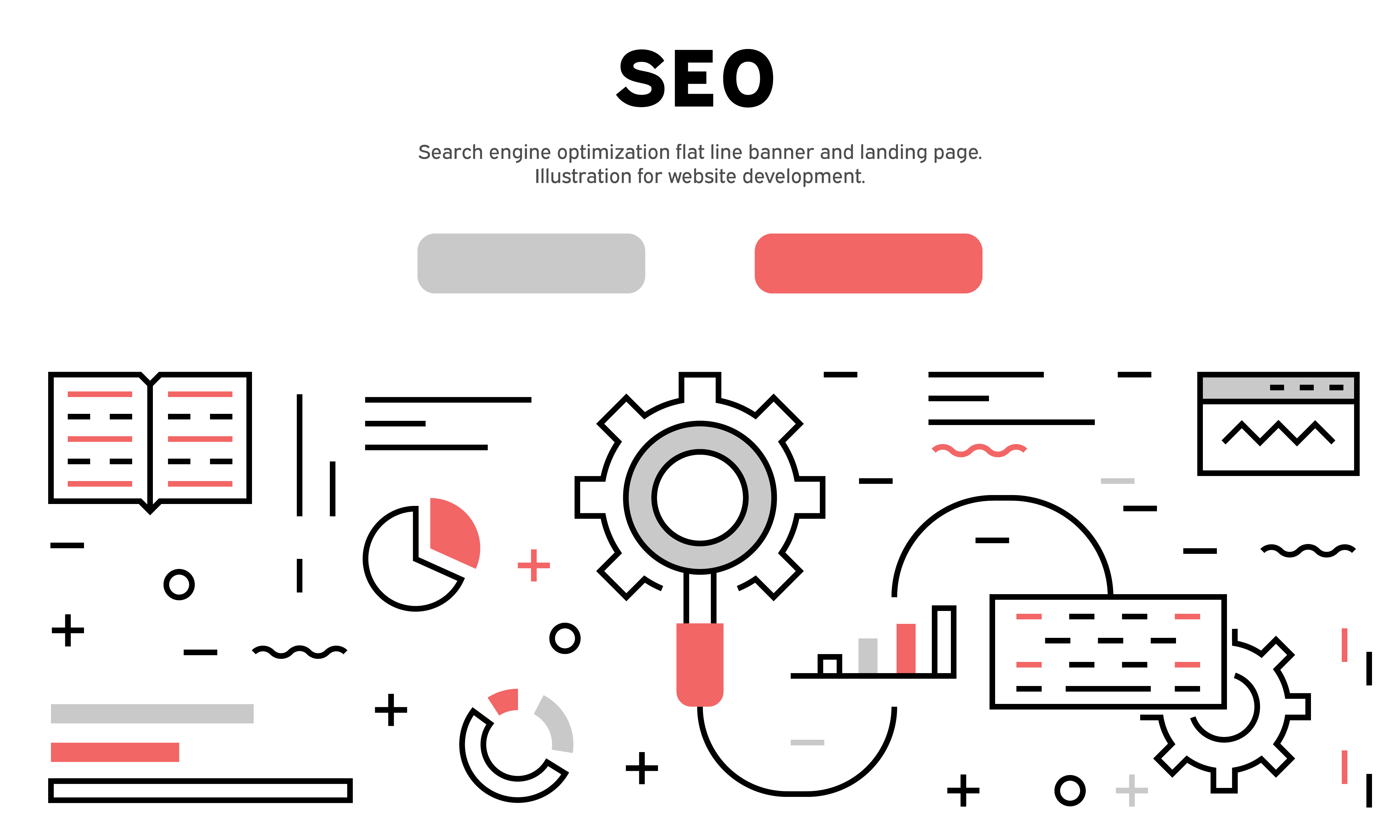 Search engine optimization flat line banner and landing page ...