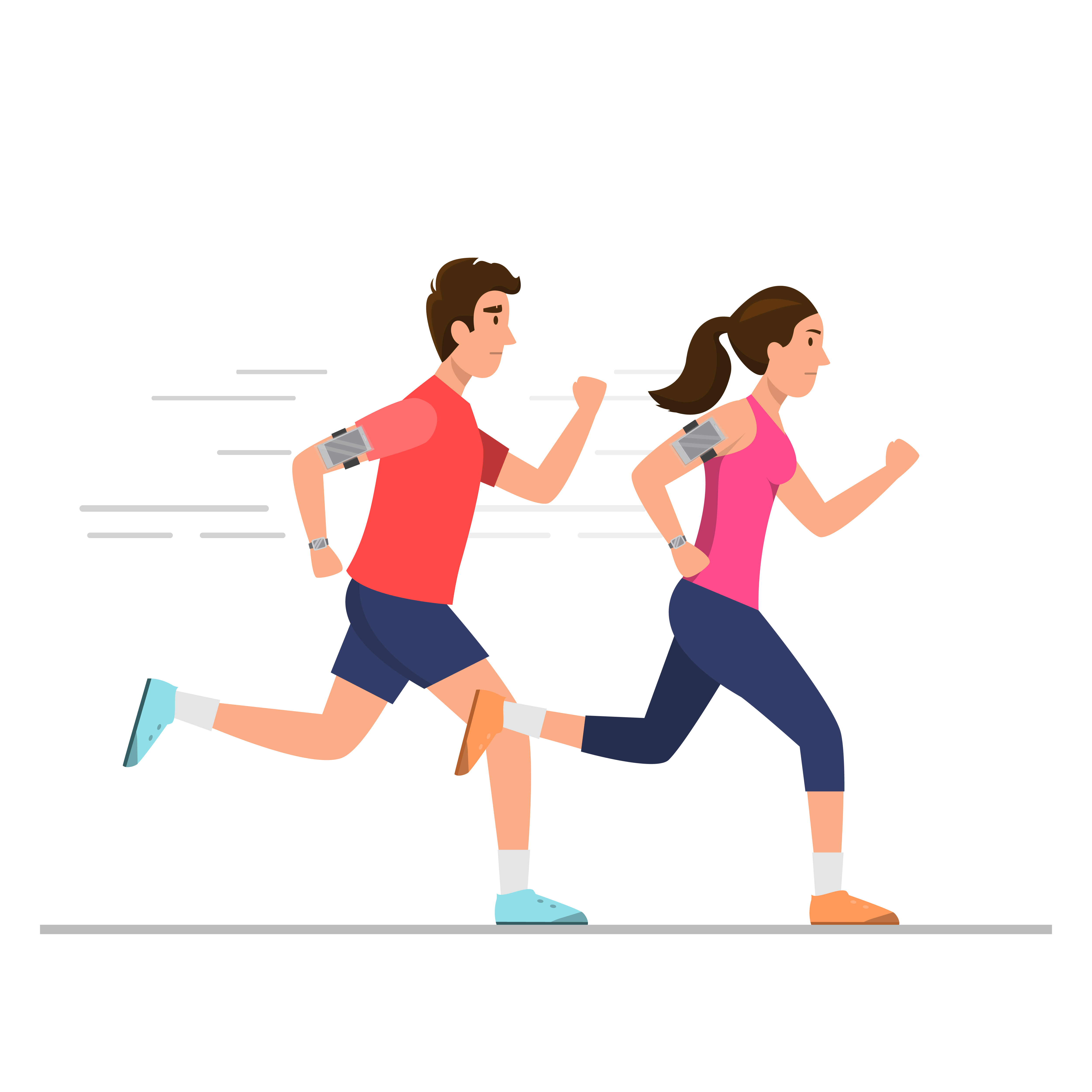 Happy man and woman running on the way 535412 Vector Art at Vecteezy