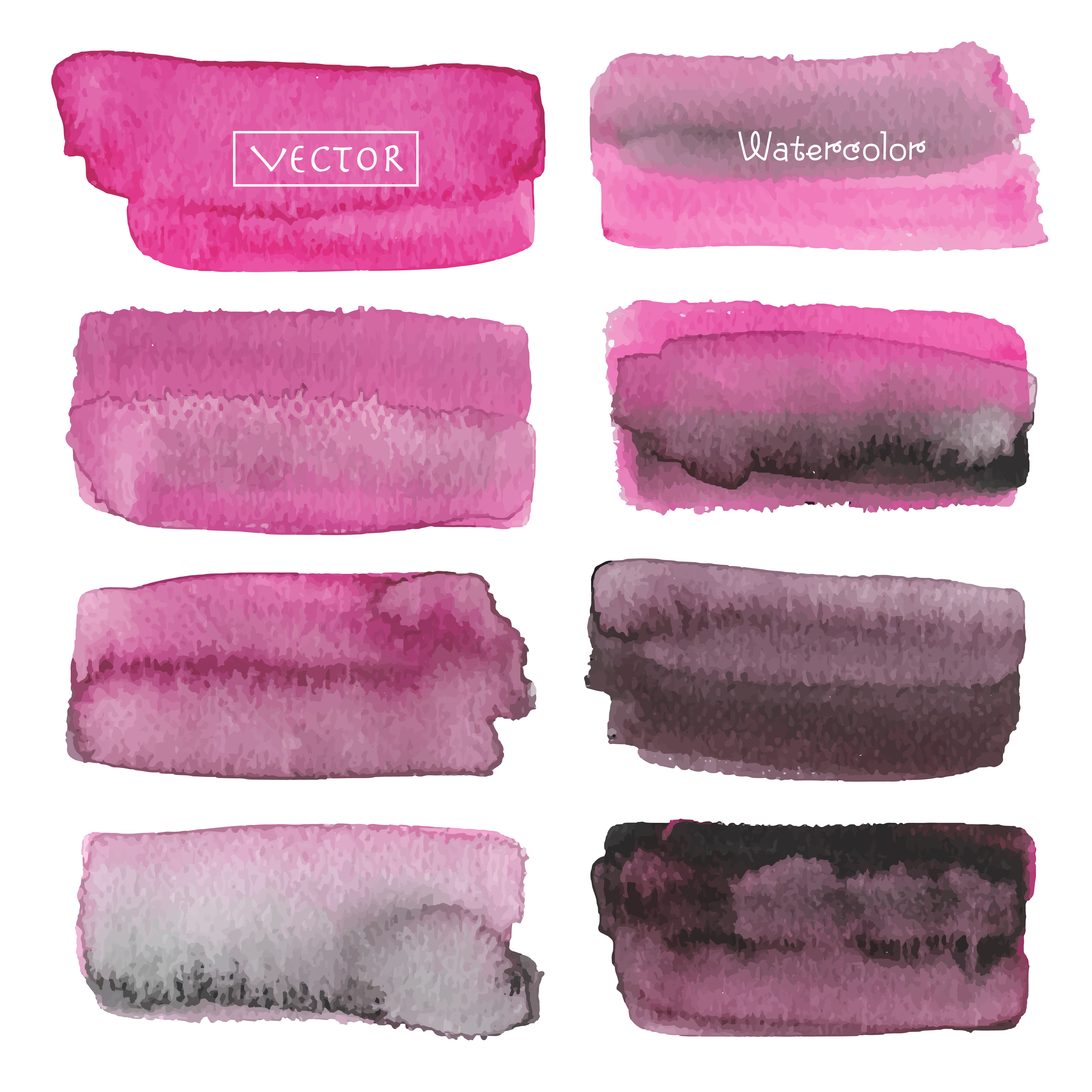 Set of pink watercolor background, Brush stroke logo, Vector ...