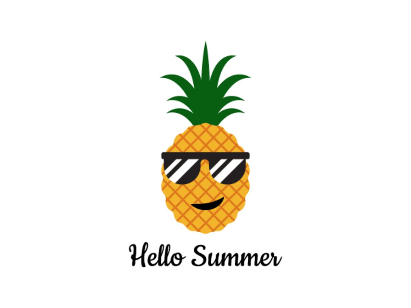 Vector illustration of pineapple with glasses - Hello summer concept ...