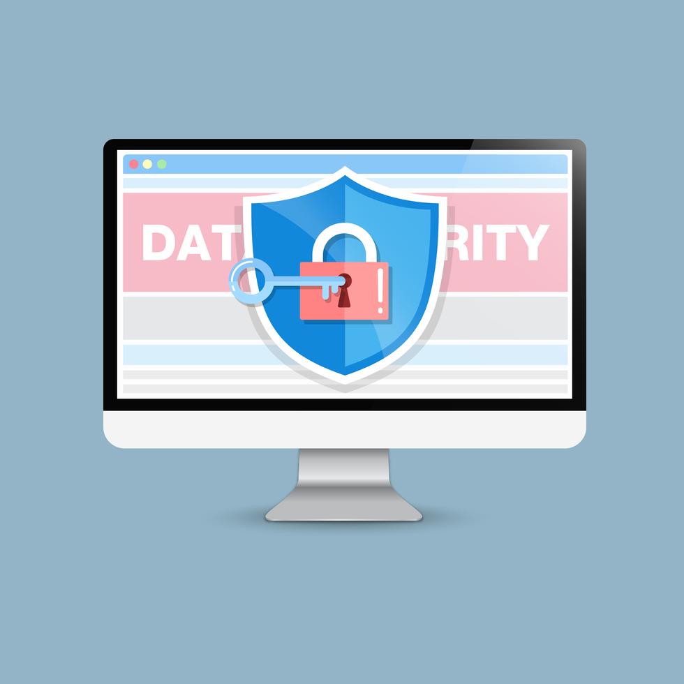 Concept Is Data Security Shield On Computer Desktop Protect Sensitive Data Internet Security