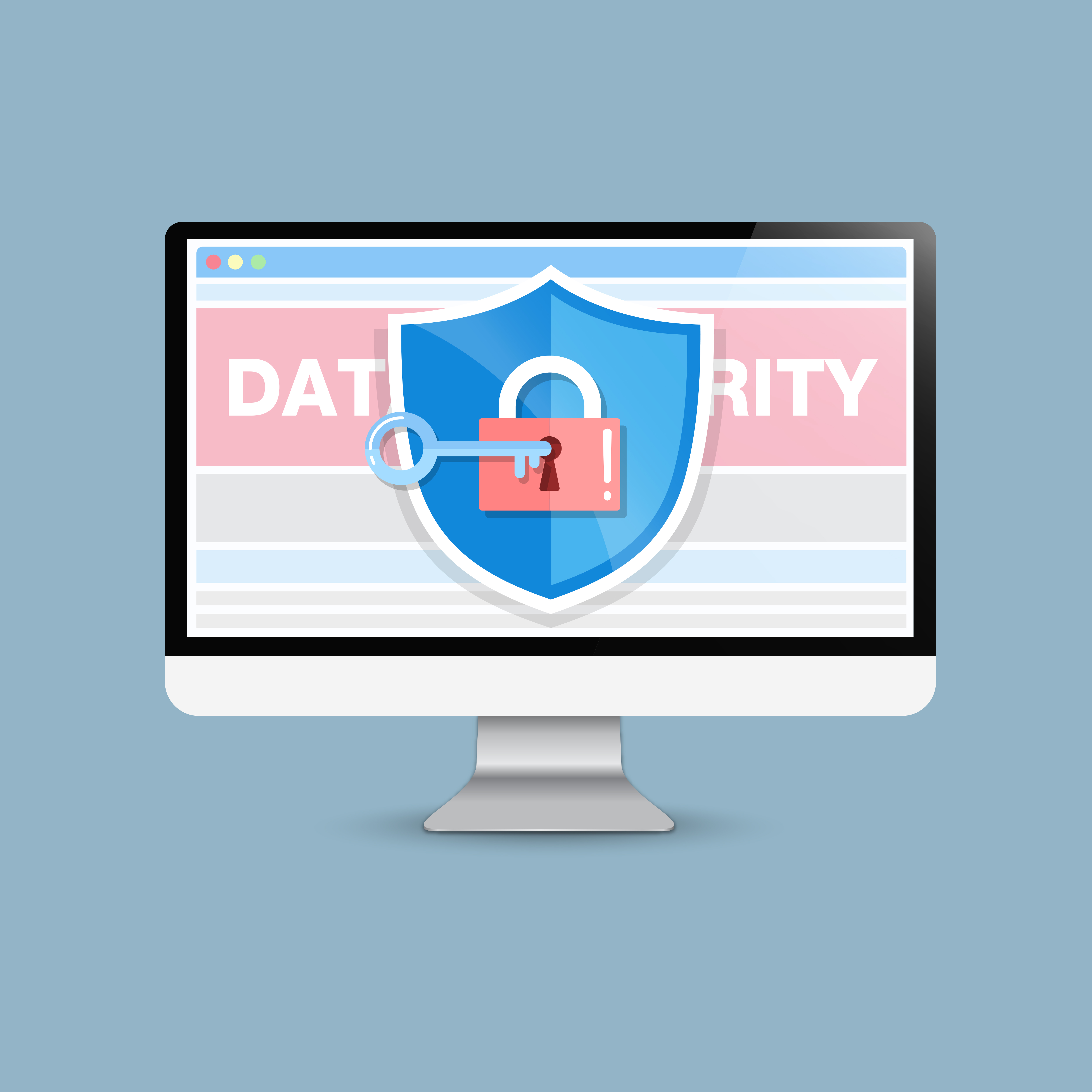 Concept Is Data Security Shield On Computer Desktop Protect Sensitive