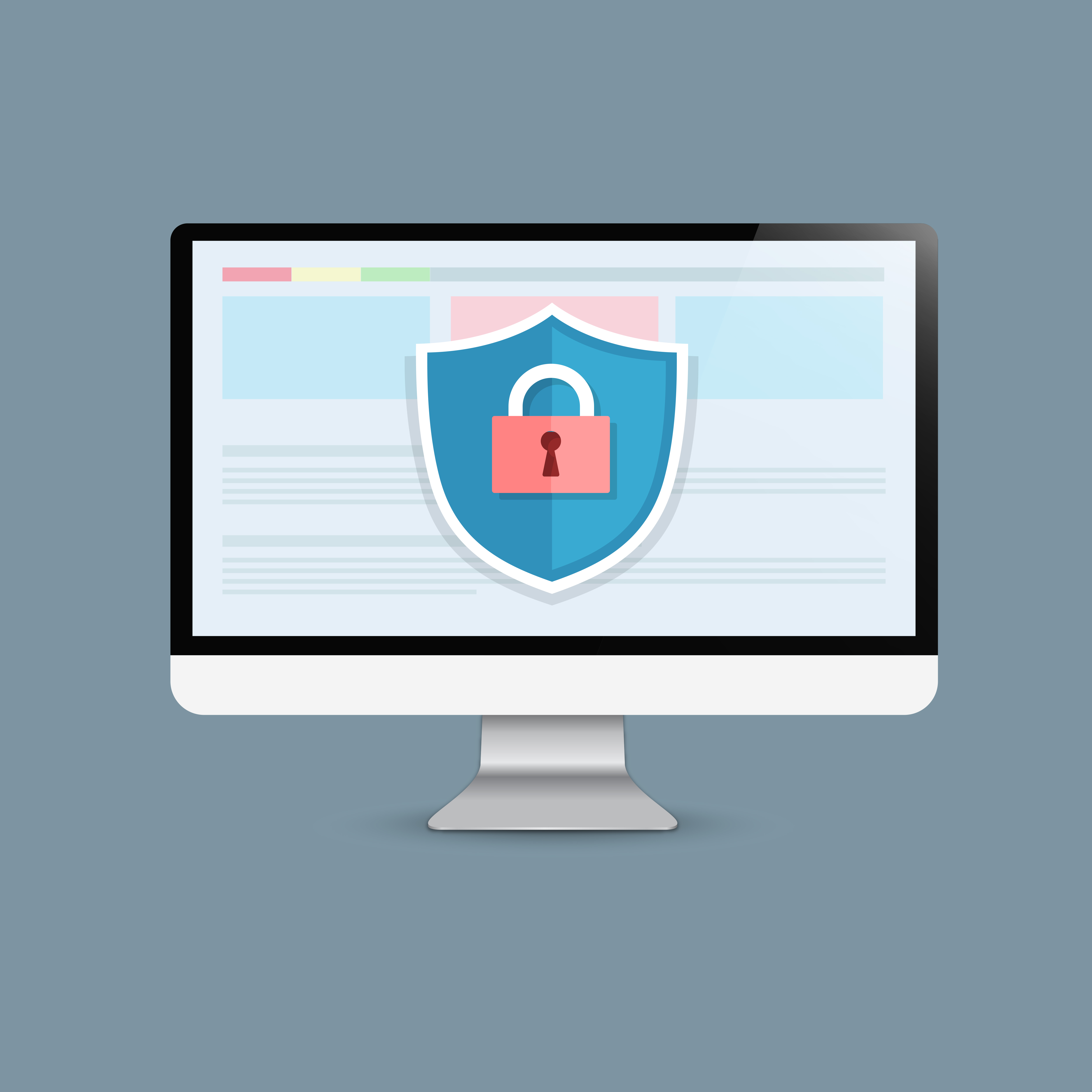 Concept Is Data Security Access Shield On Computer Desktop Protect