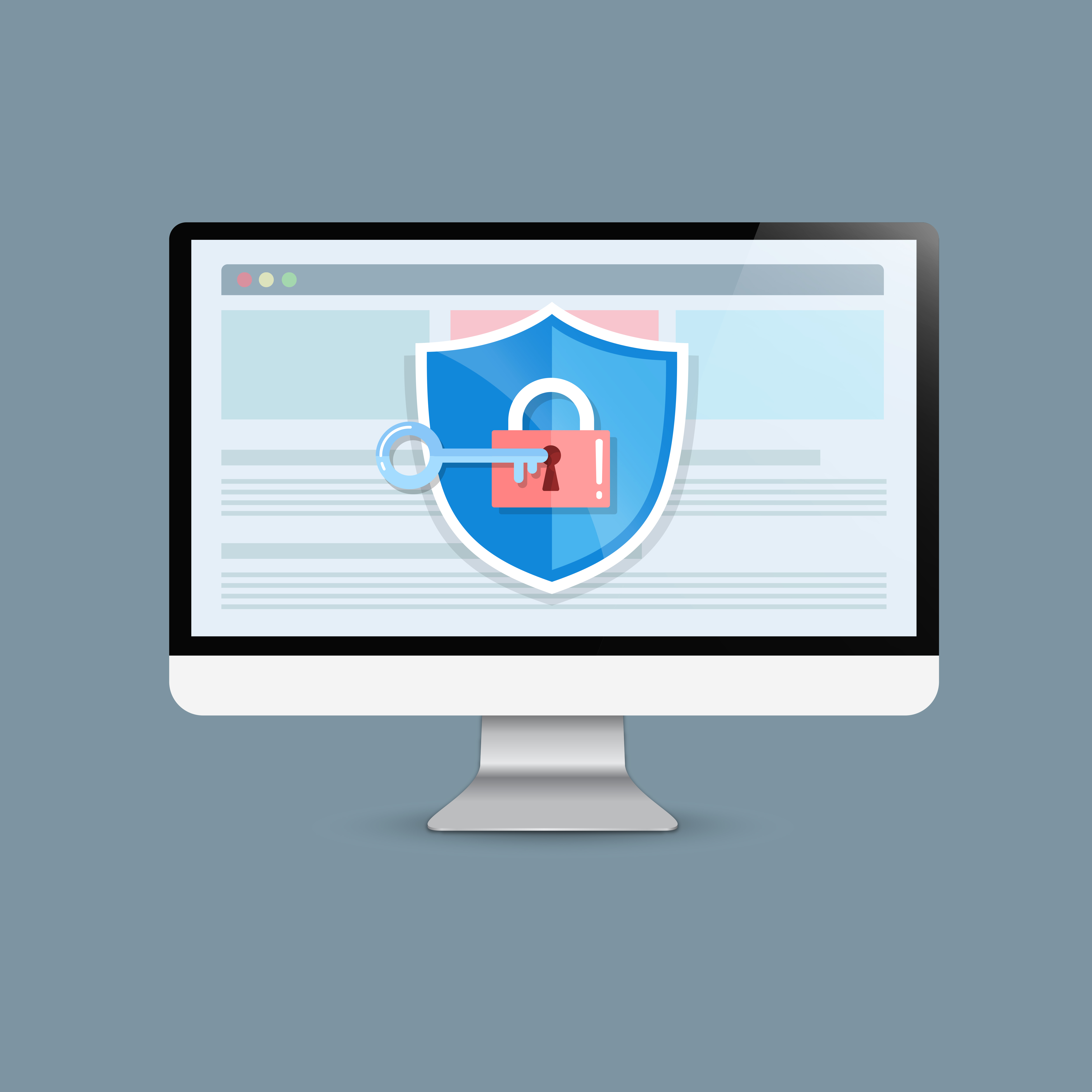 Concept Is Data Security Access Shield On Computer Desktop Protect