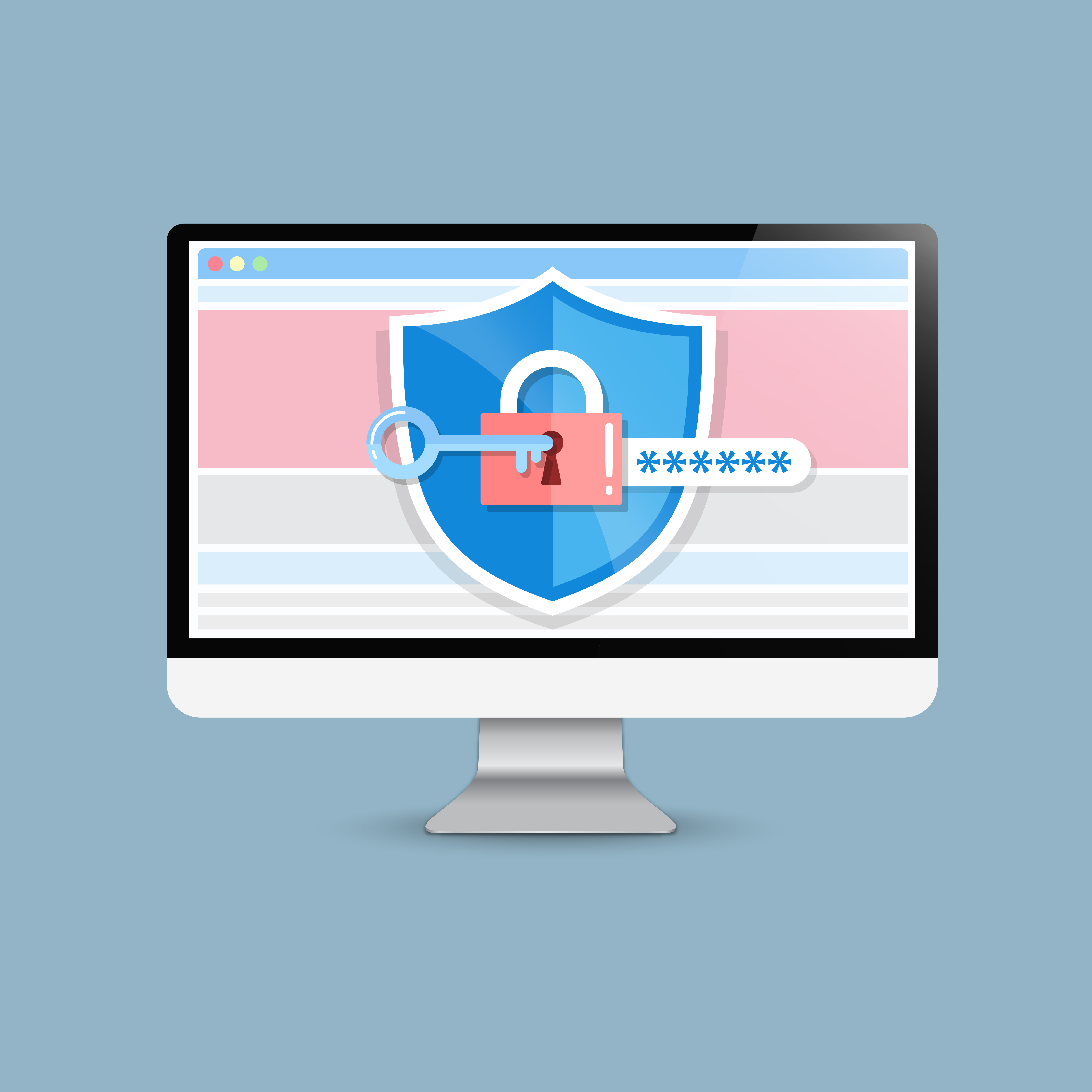 Concept Is Data Security Access Shield On Computer Desktop Protect Sensitive Data Internet