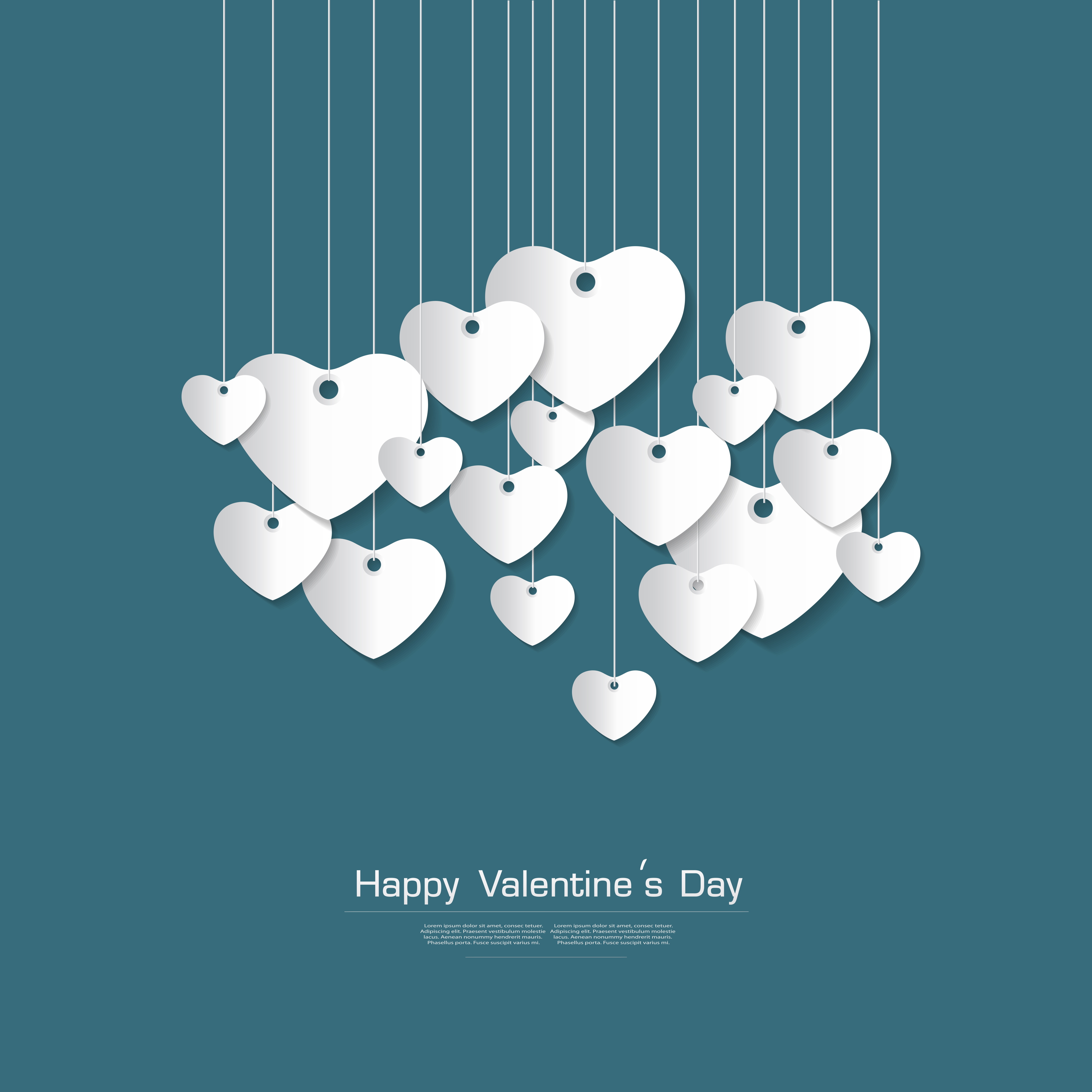 Happy Valentines Day Greeting Card With White Heart Paper Cut Stype On