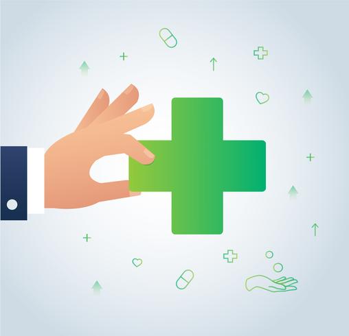 Mano Que Sostiene El Icono Médico Signo Vector El Concepto De