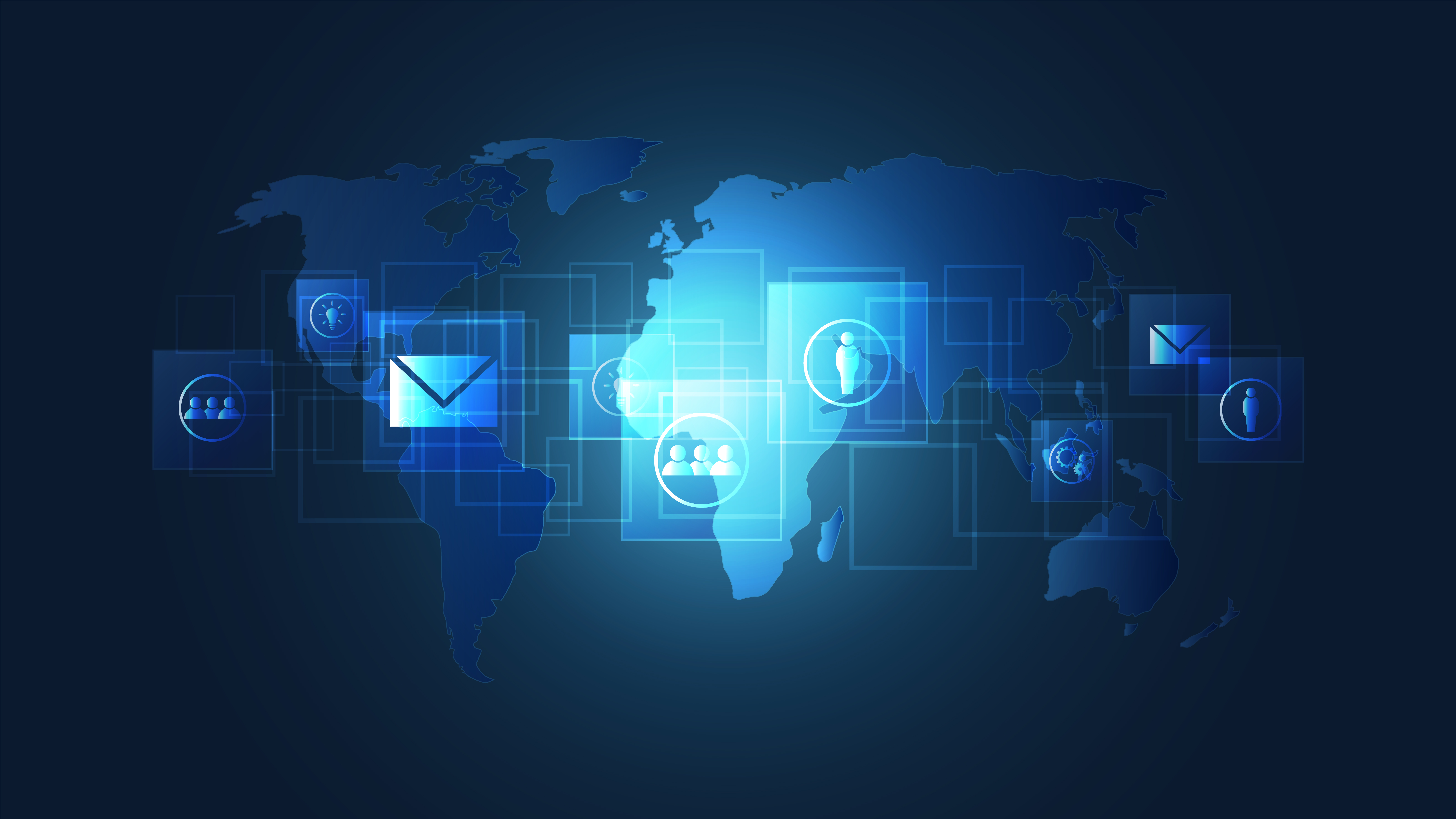 Global Network Connection Digital Circuit Boards With Icon And World