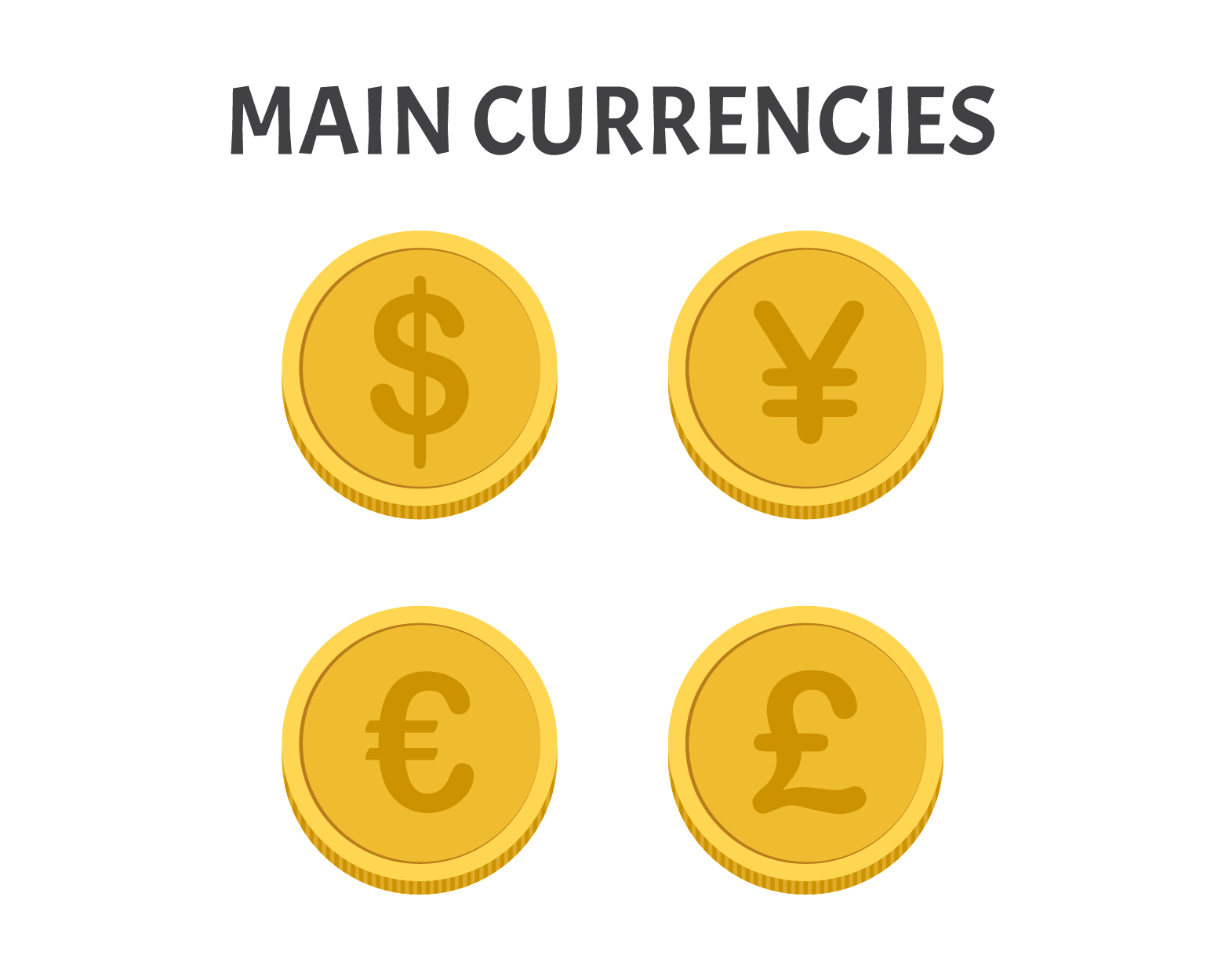 Main currencies coins symbols set isolated on white background 538318 ... Main currencies coins symbols set isolated on white background 538318 ...