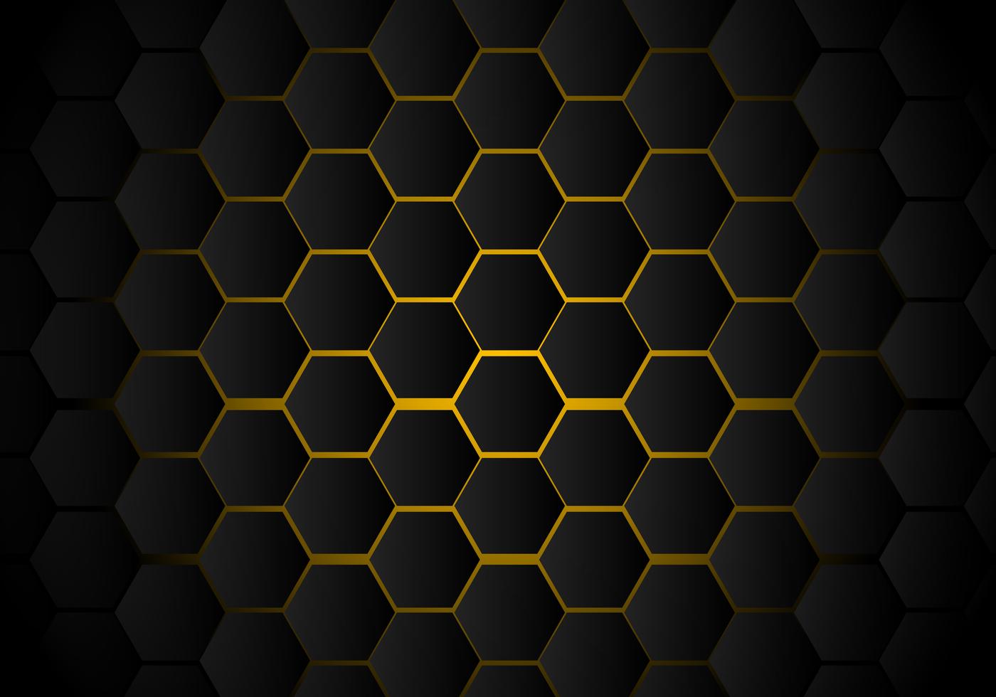 Abstract black hexagon pattern on yellow neon background technology style. Honeycomb. 538894 ...