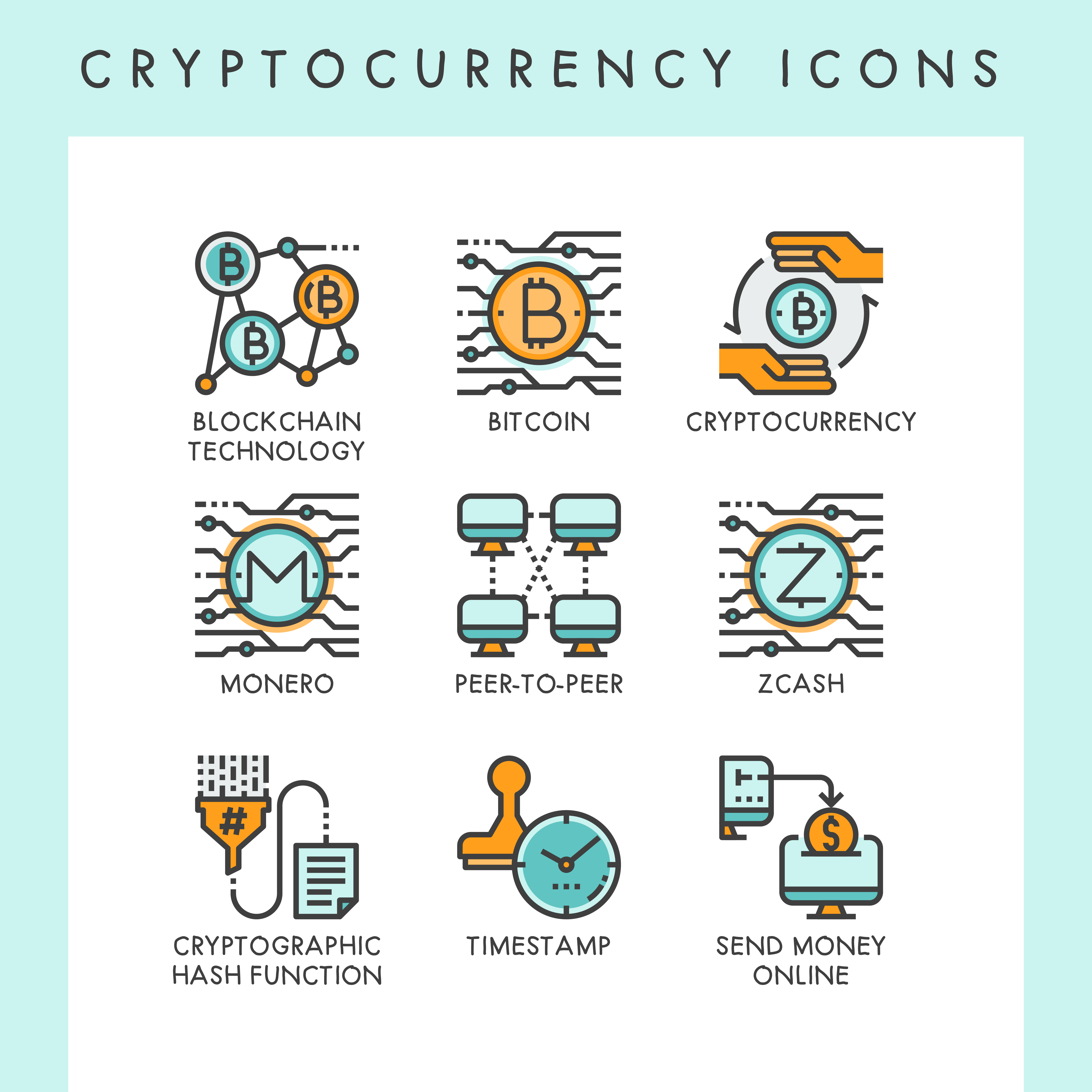 Cryptocurrency icons concept illustrations 540063 Vector Art at Vecteezy