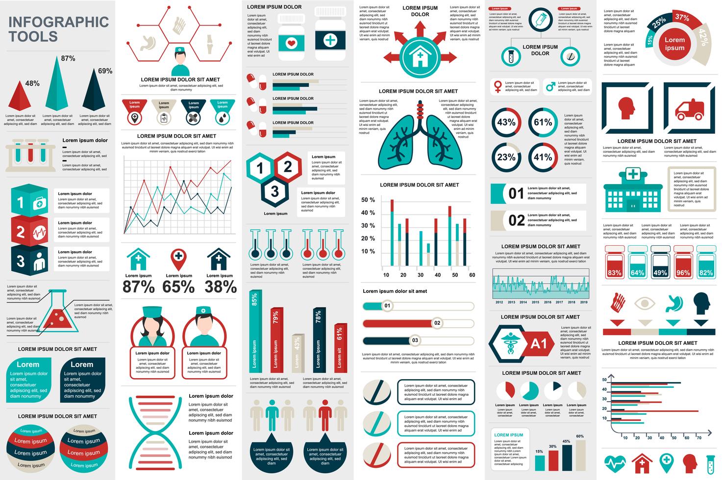 Medical infographic elements data visualization vector design template ...