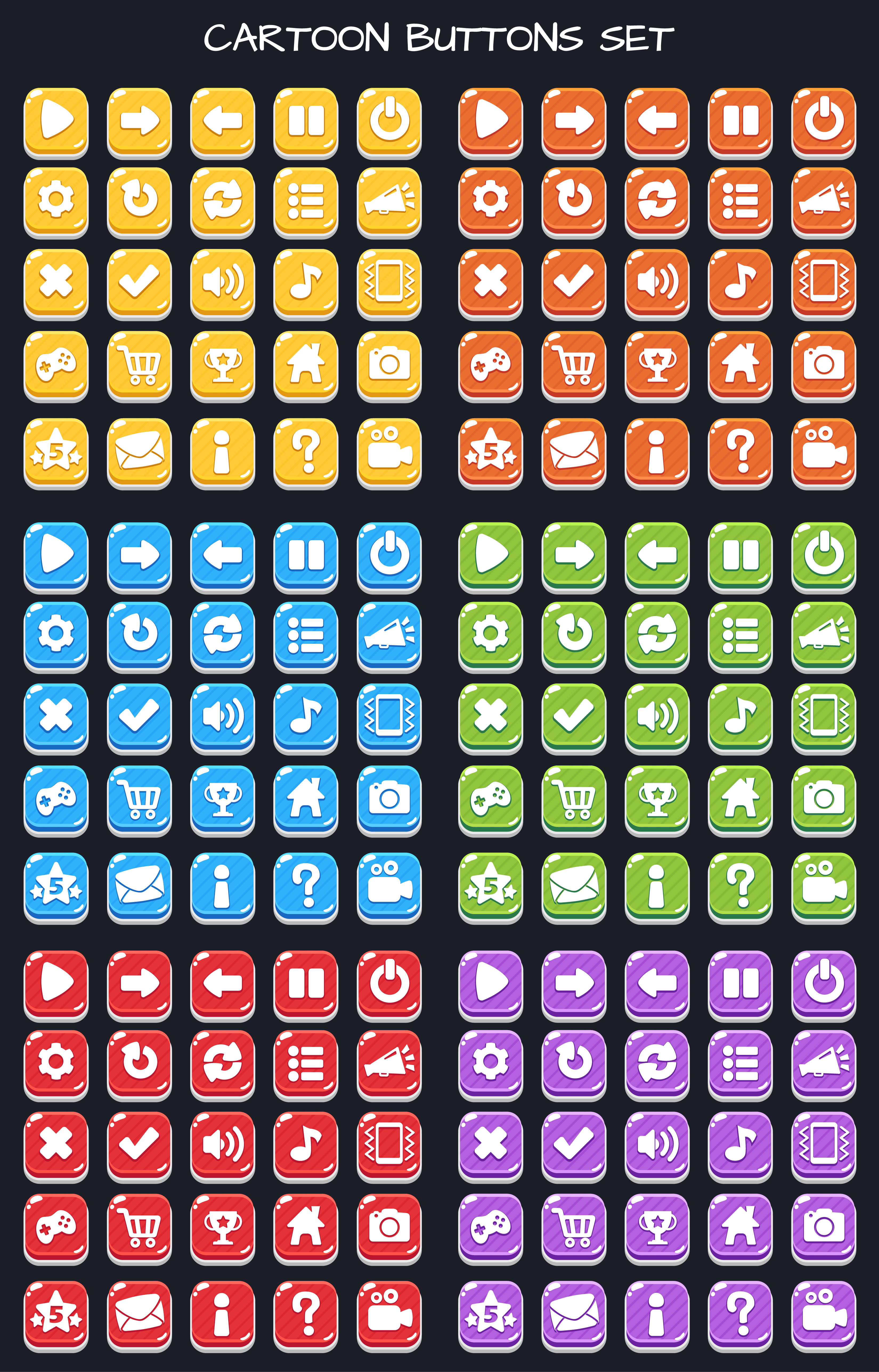 Cartoon Button Set Game Pack Gui Element For Mobile Game 540883 Vector