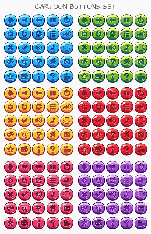 Cartoon Button Set Game Pack Gui Element For Mobile Game 540901 Vector