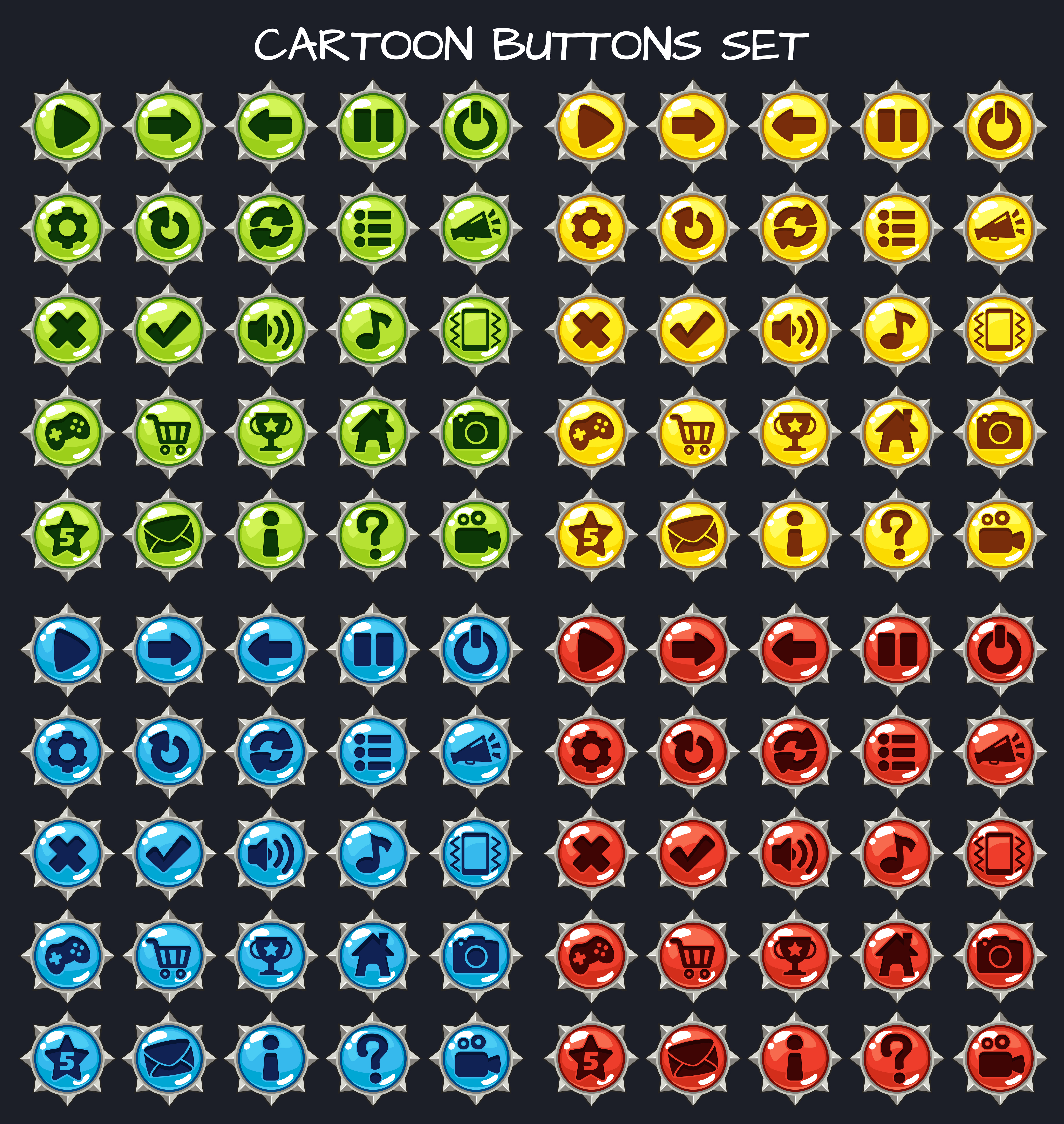 Cartoon Button Set Game Pack Gui Element For Mobile Game 540996 Vector