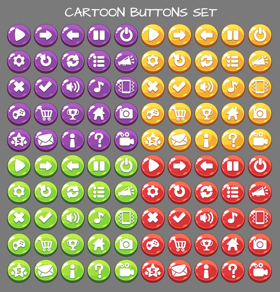 Cartoon Button Set Game Pack Gui Element For Mobile Game 541016 Vector