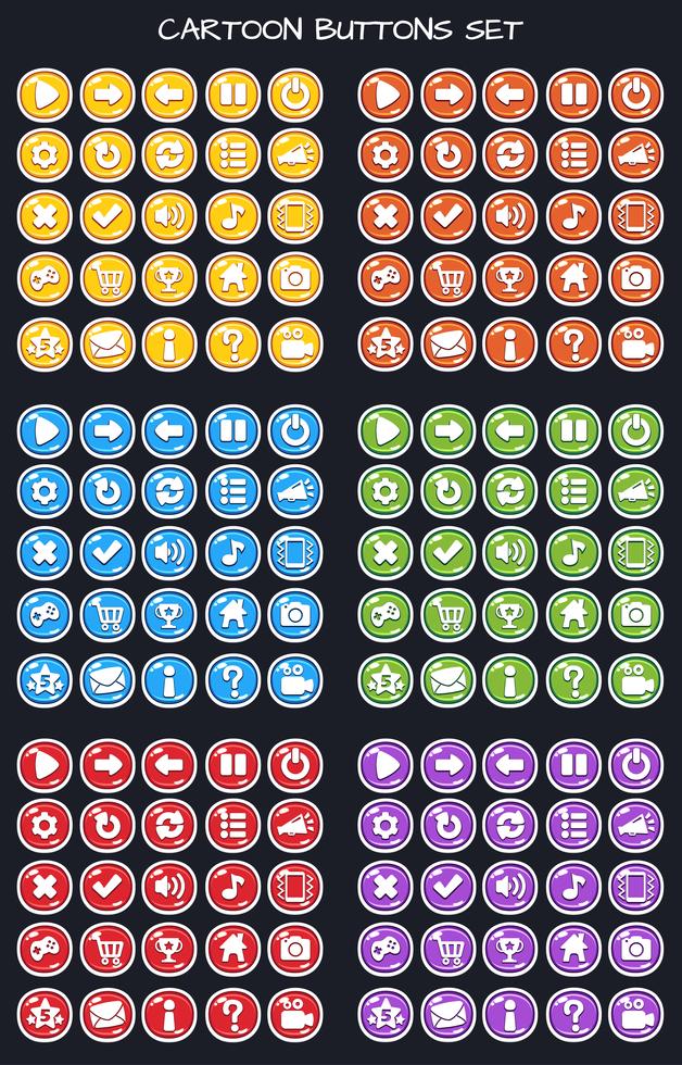 Cartoon Button Set Game Pack Gui Element For Mobile Game 541037 Vector
