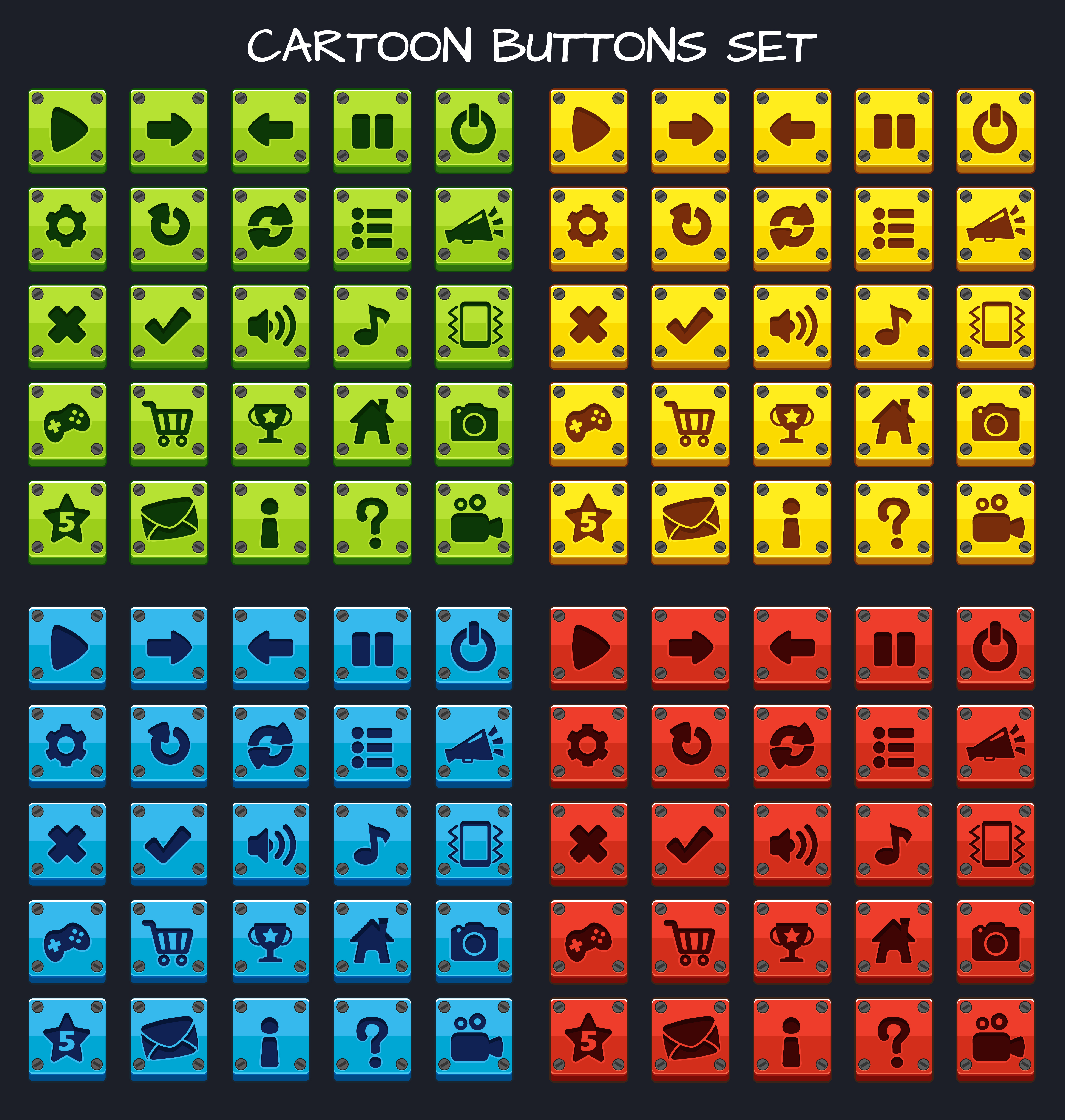 Cartoon Button Set Game Pack Gui Element For Mobile Game 541044 Vector