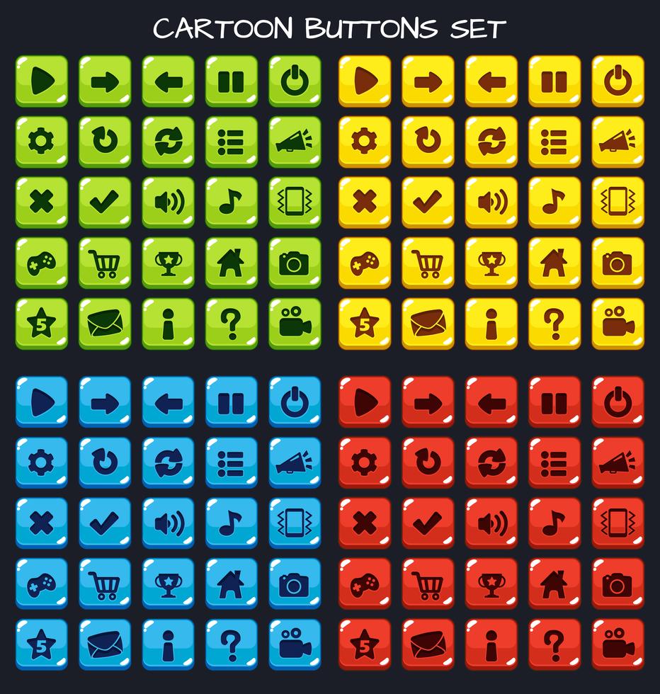 Cartoon Button Set Game Pack Gui Element For Mobile Game 541101 Vector