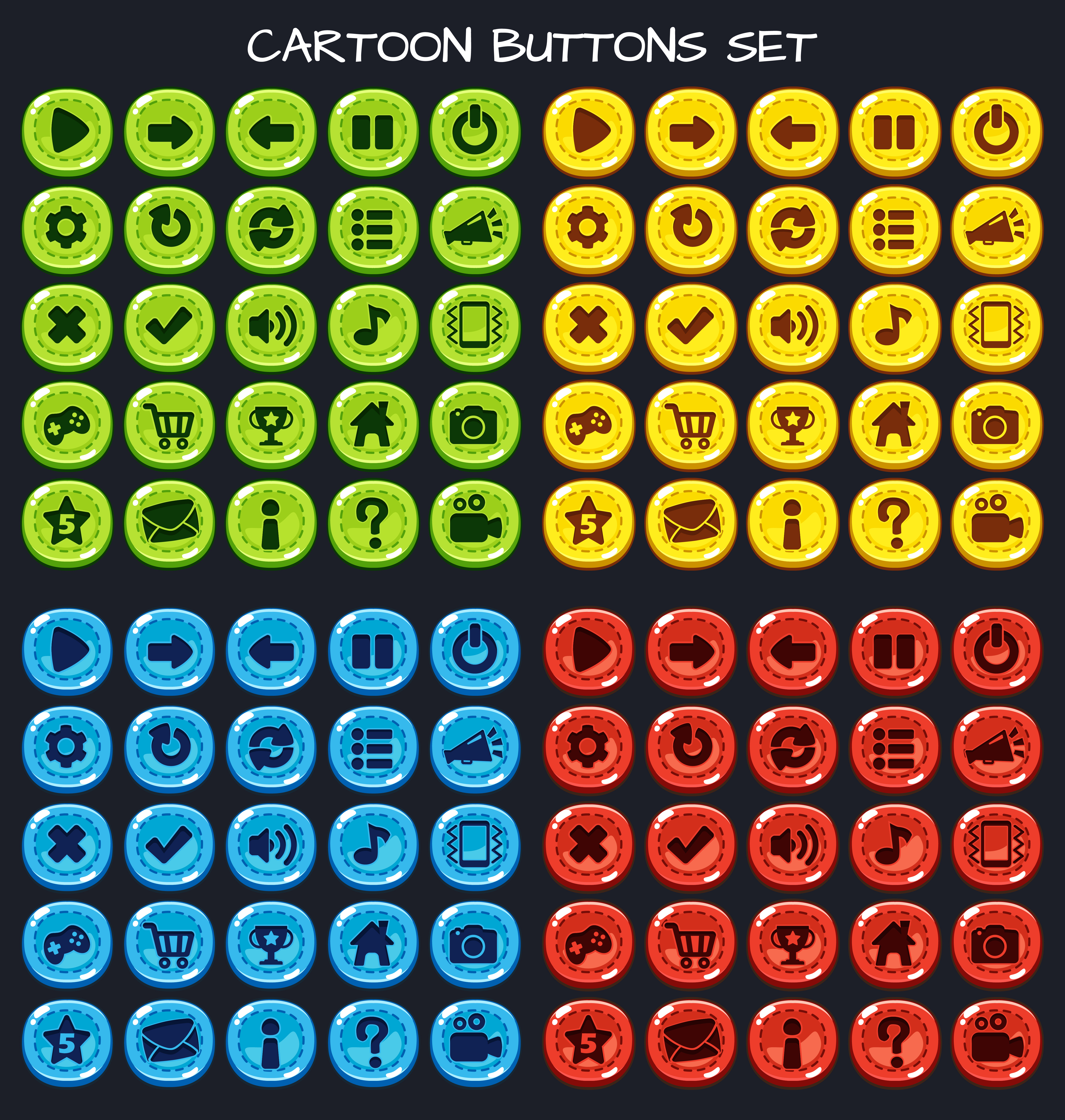 Cartoon Button Set Game Pack Gui Element For Mobile Game 541117 Vector