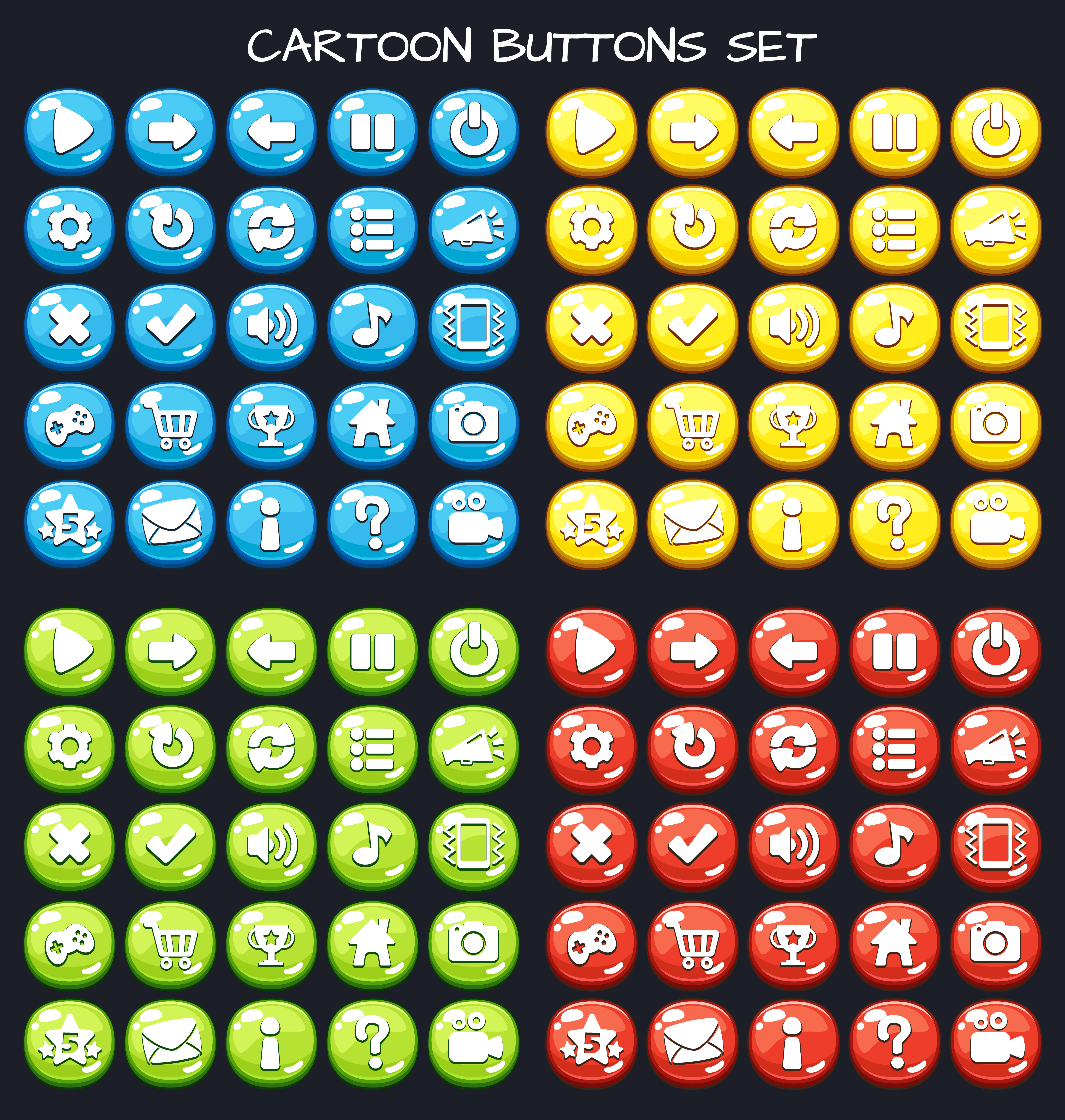 Cartoon Button Set Game Pack Gui Element For Mobile Game 541176 Vector