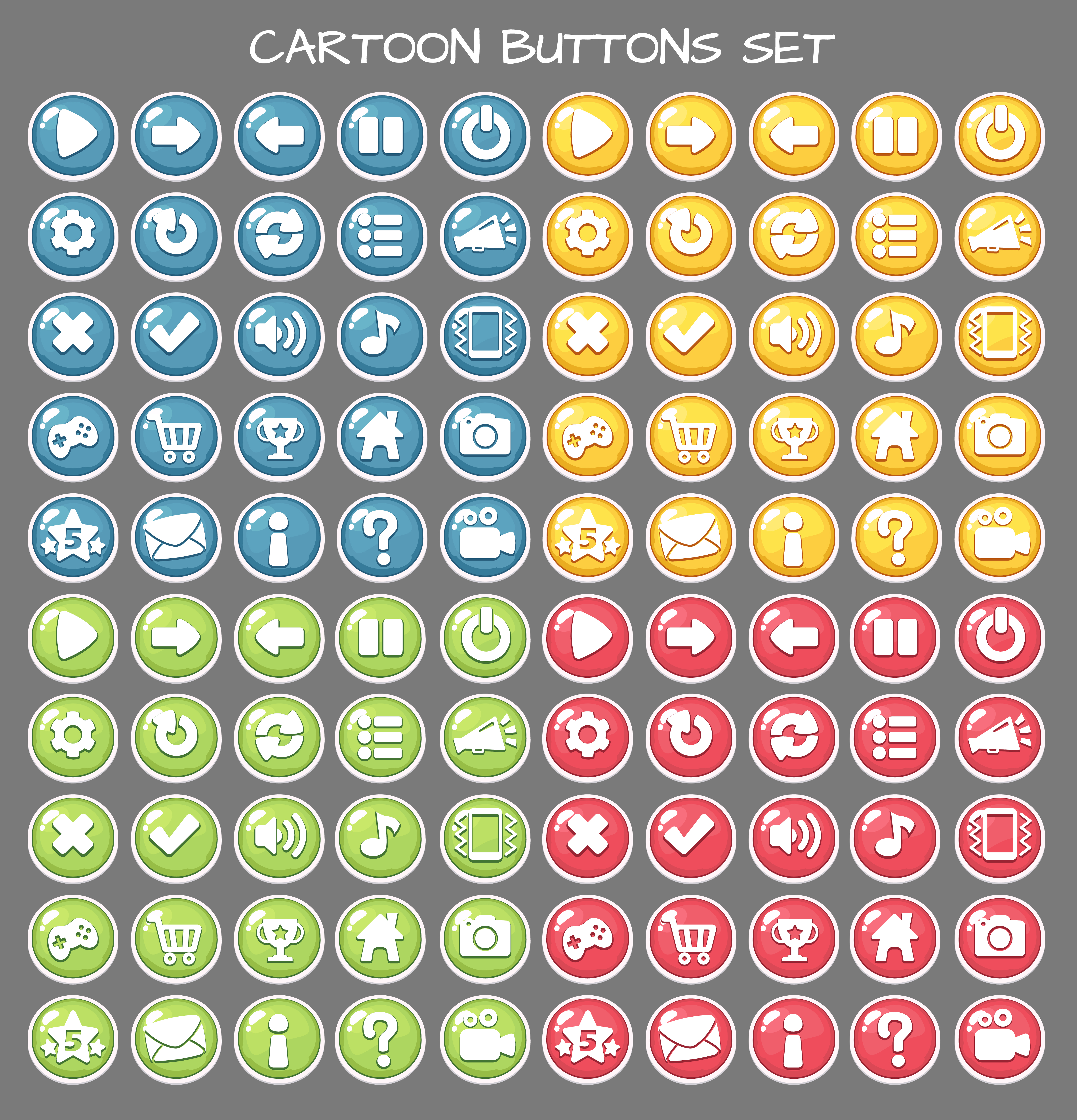 Cartoon Button Set Game Pack Gui Element For Mobile Game 541209 Vector