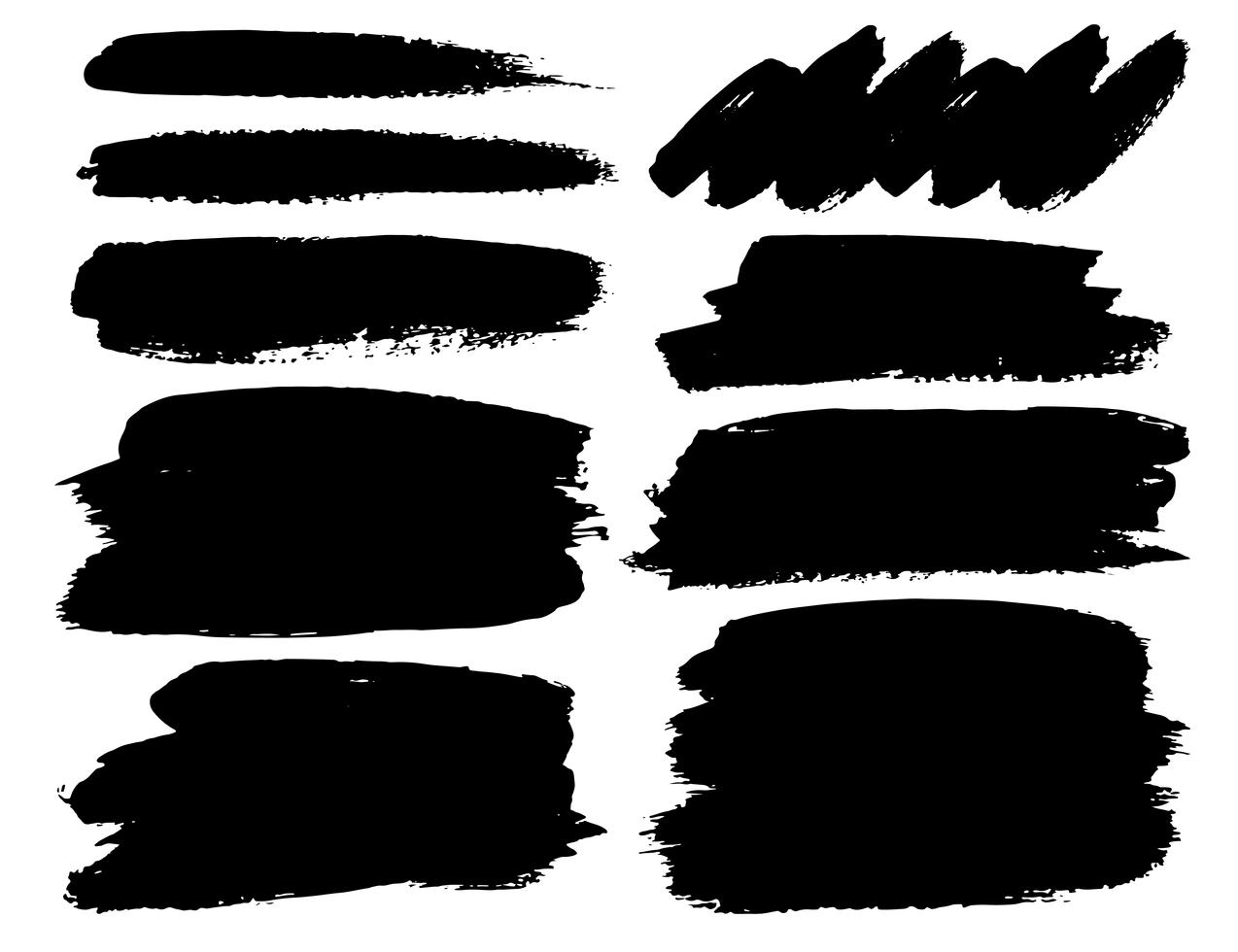 Set of brush strokes, Black ink grunge brush strokes. Vector ...