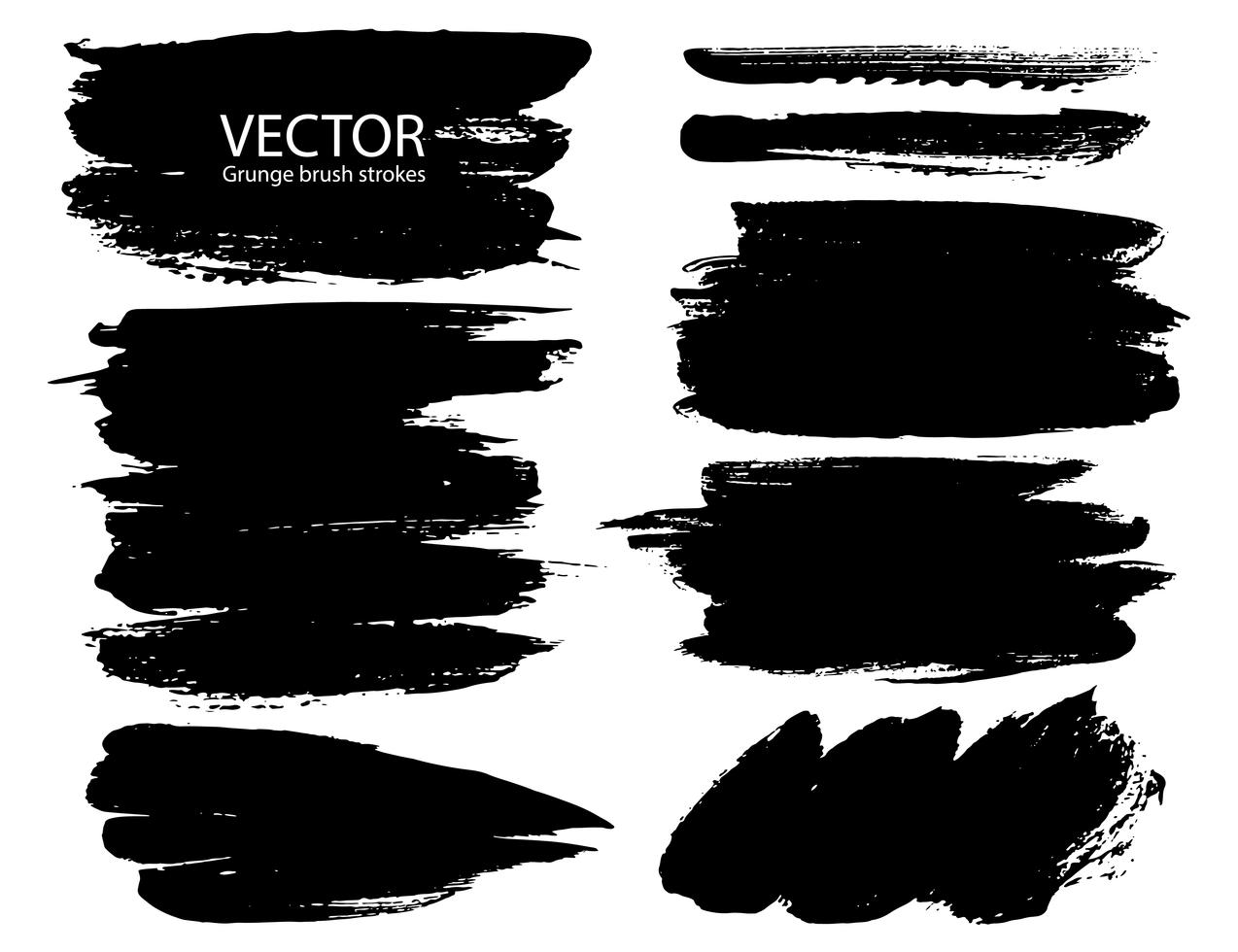 Set of brush strokes, Black ink grunge brush strokes. Vector ...