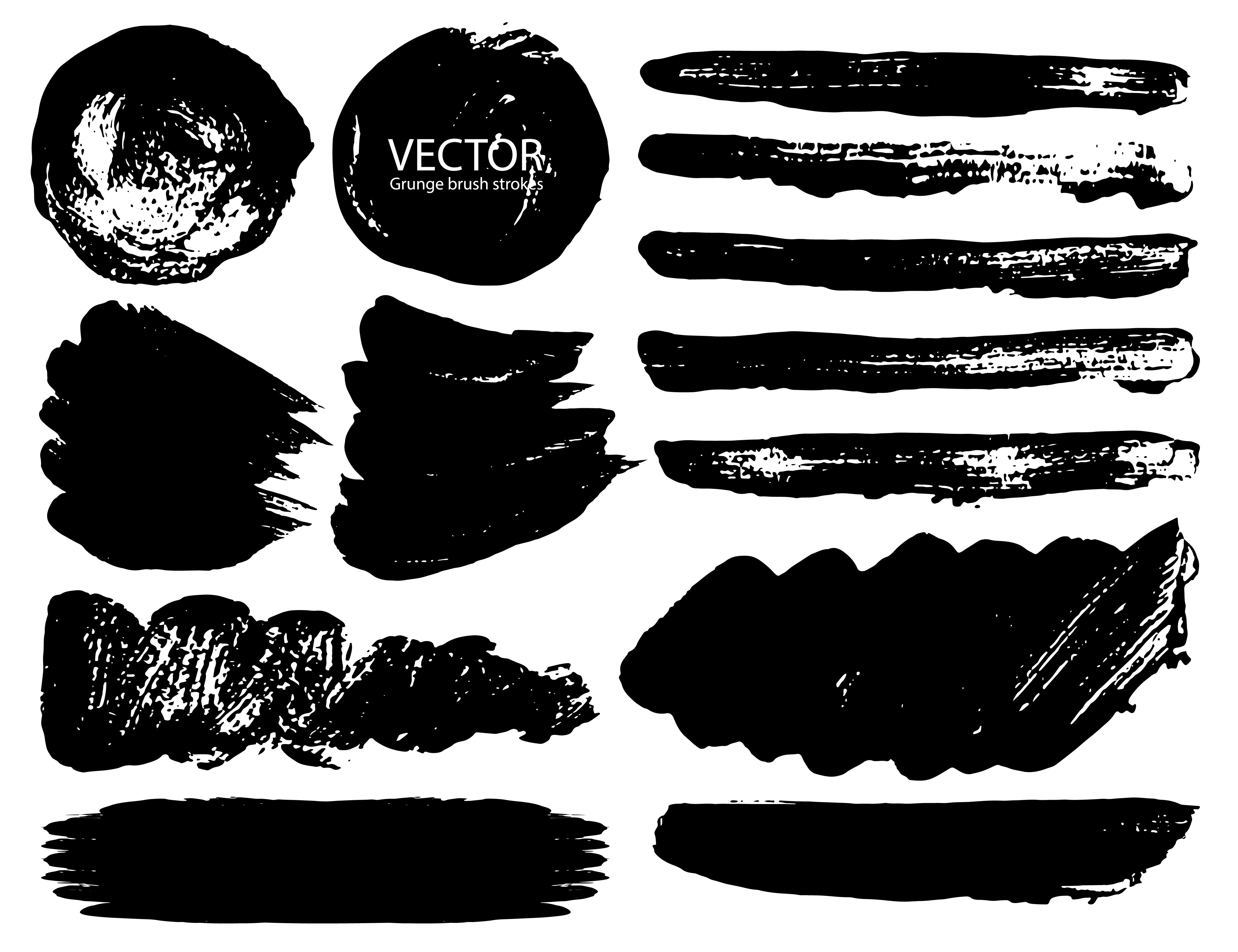 Set of brush strokes, Black ink grunge brush strokes. Vector ...