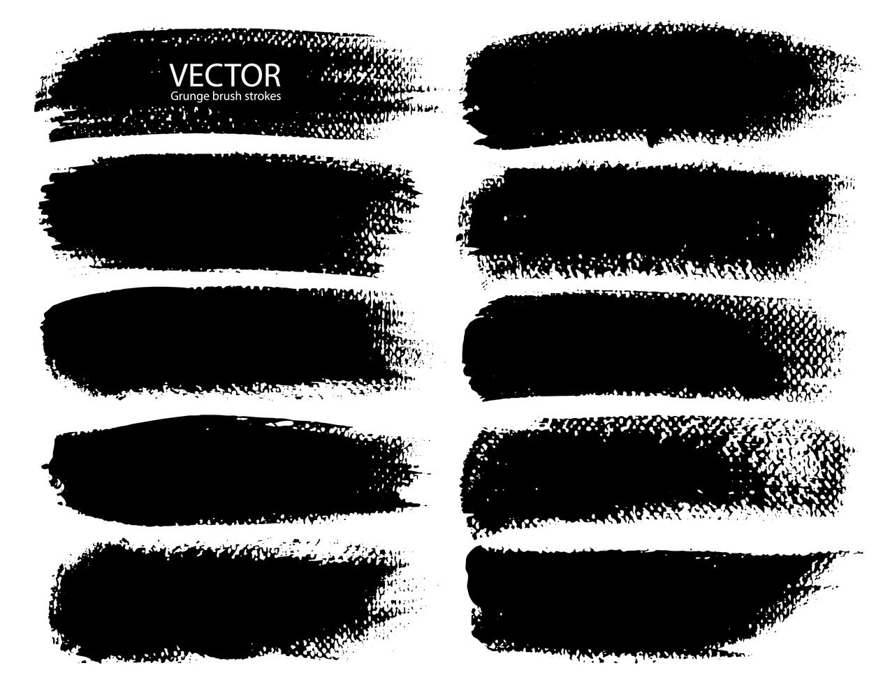 Set of brush strokes, Black ink grunge brush strokes. Vector ...