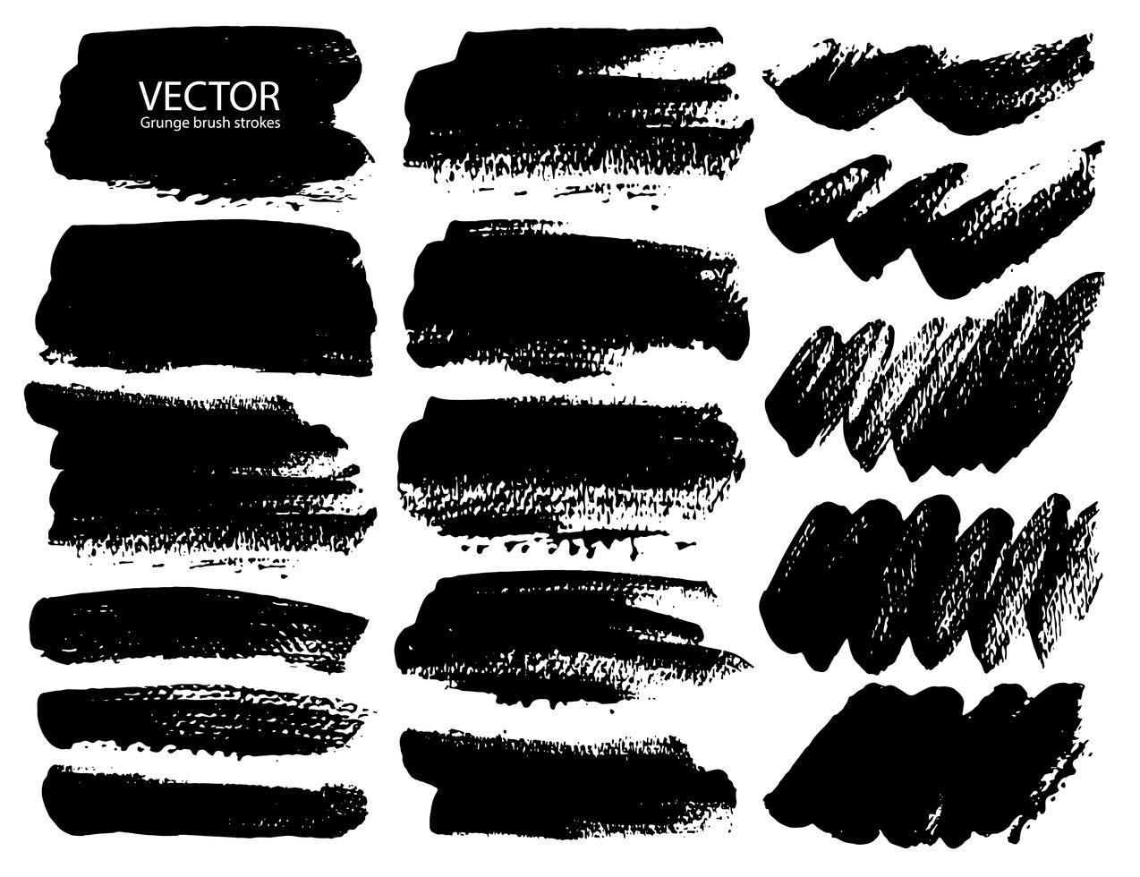 Set of brush strokes, Black ink grunge brush strokes. Vector ...
