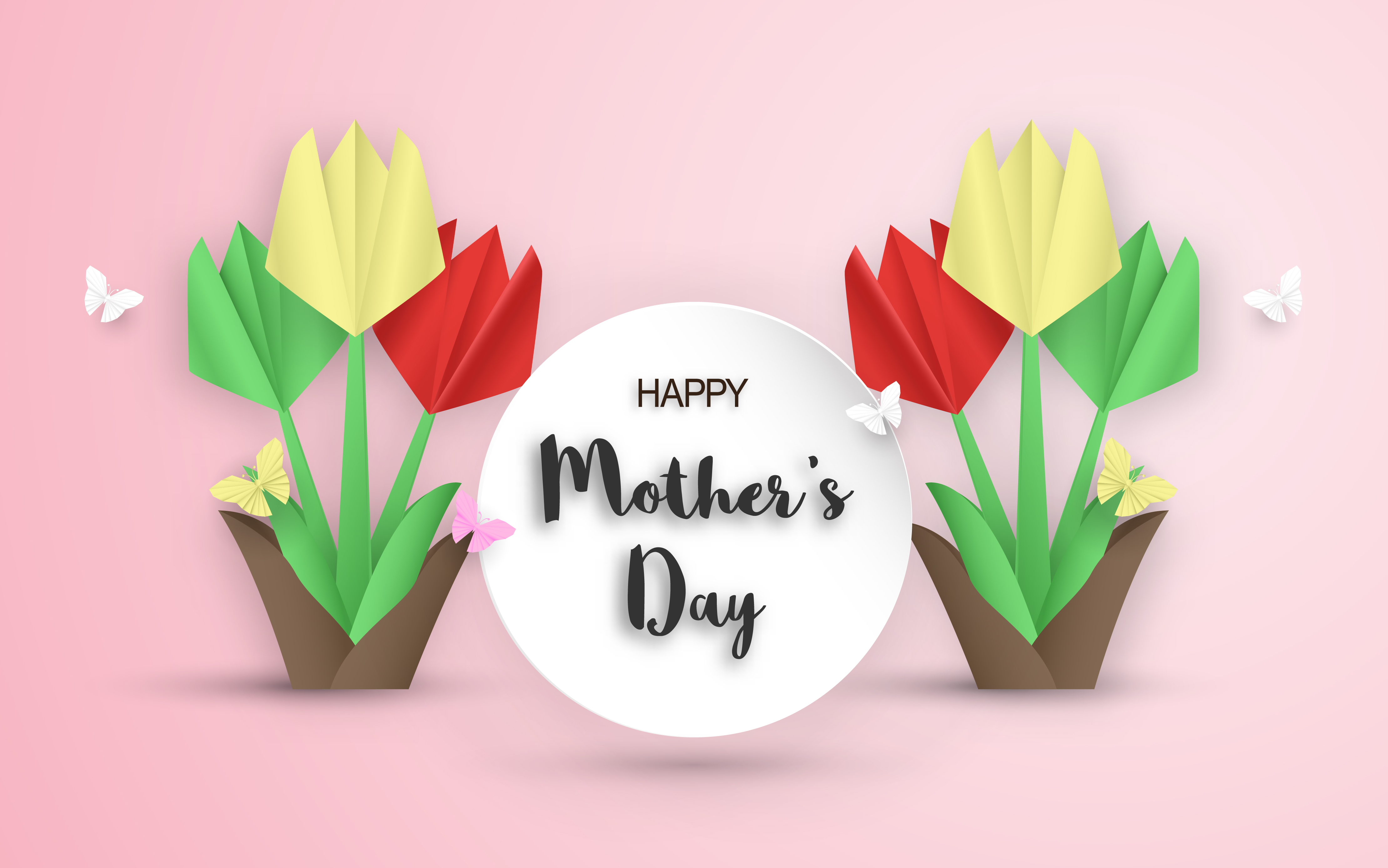 Template Design For Happy Mothers Day Vector Illustration In Paper