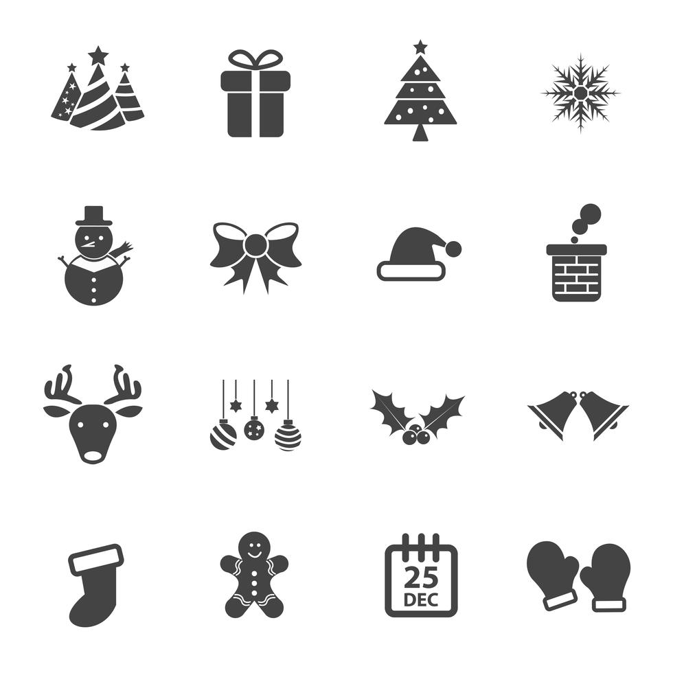 Christmas Party icon vector set, Flat vector design, Xmas and Happy new ...
