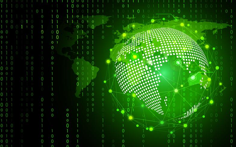 Green Technology Circle And Computer Science Abstract Background With Binary Code Matrix