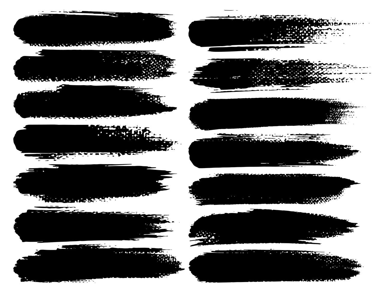 Set of brush strokes, Black ink grunge brush strokes. Vector ...