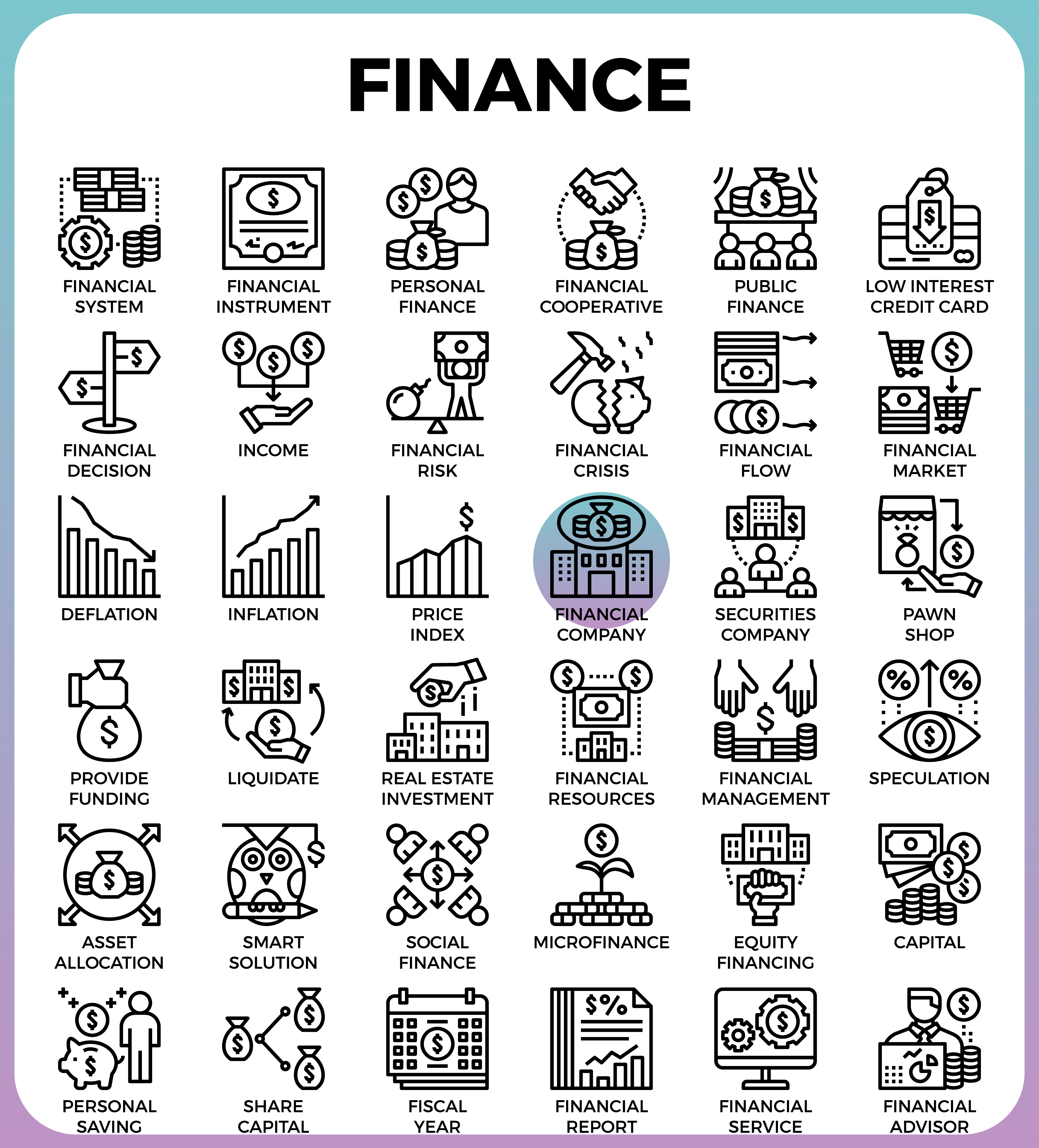 Finance line icons 544696 Vector Art at Vecteezy