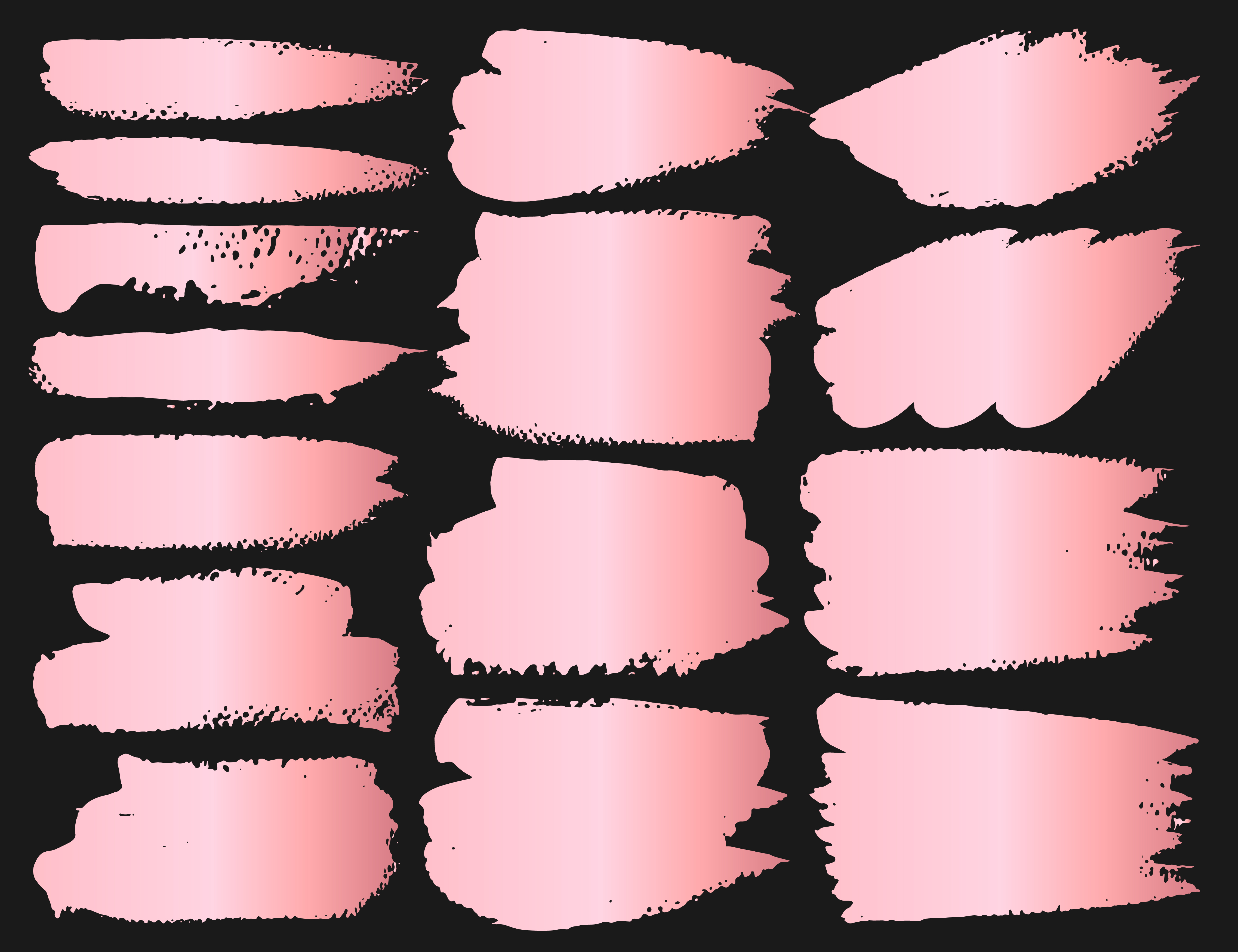 Set of brush stroke, Pink gold grunge brush strokes. Vector ...