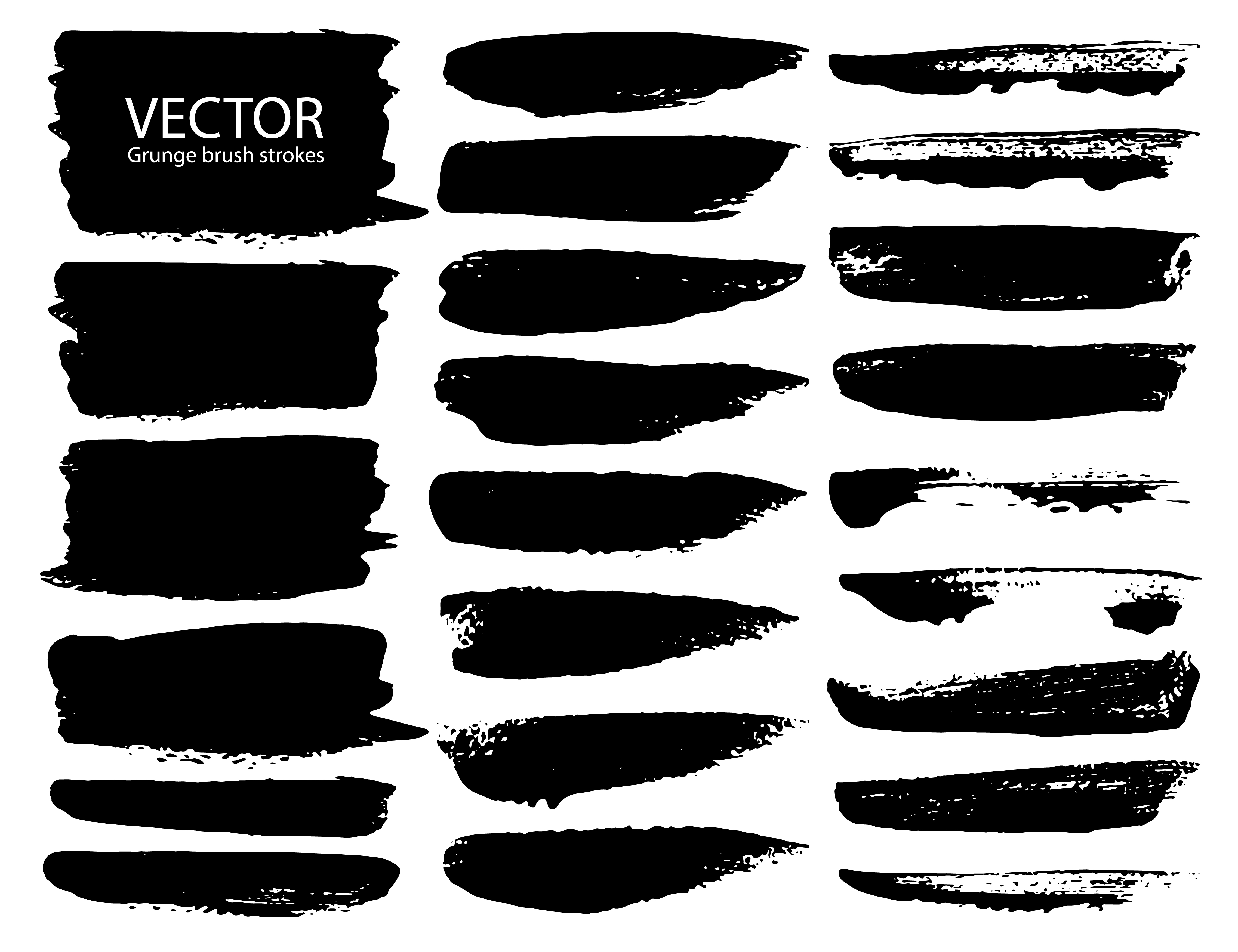 Set of brush strokes, Black ink grunge brush strokes. Vector ...