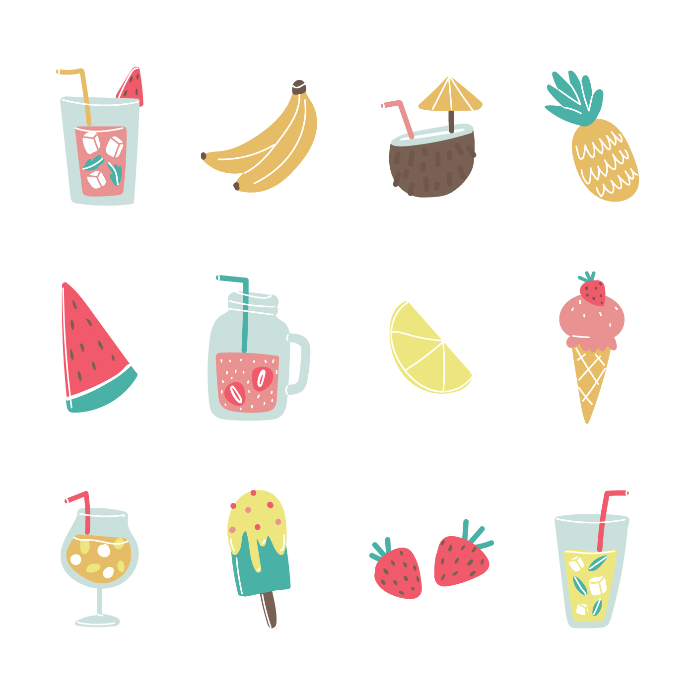 Colorful Summer Foods Icons 545595 Vector Art at Vecteezy Colorful Summer Foods Icons 545595 Vector Art at Vecteezy