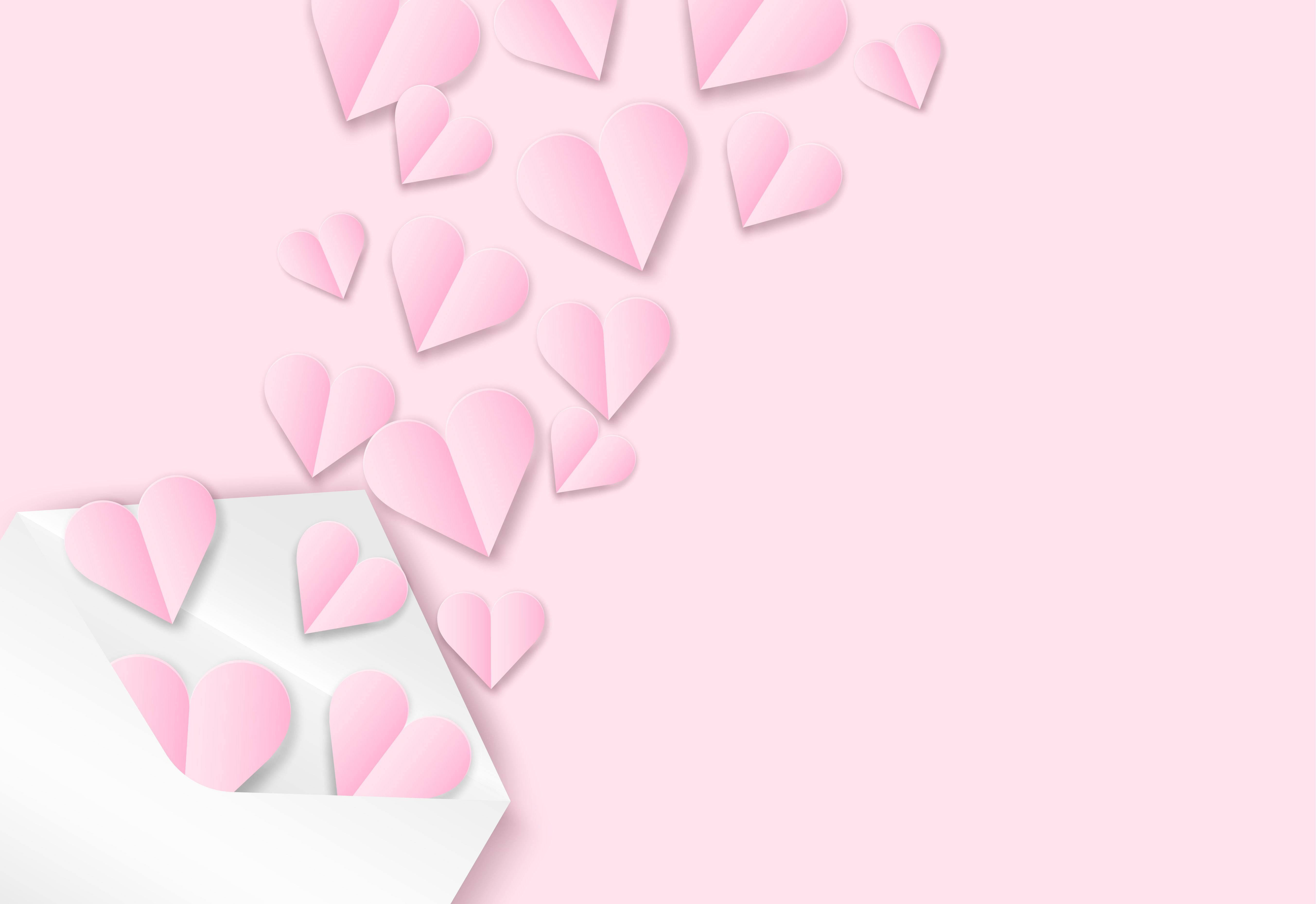 Happy Valentines Day Background Design With Love Heart On Pink