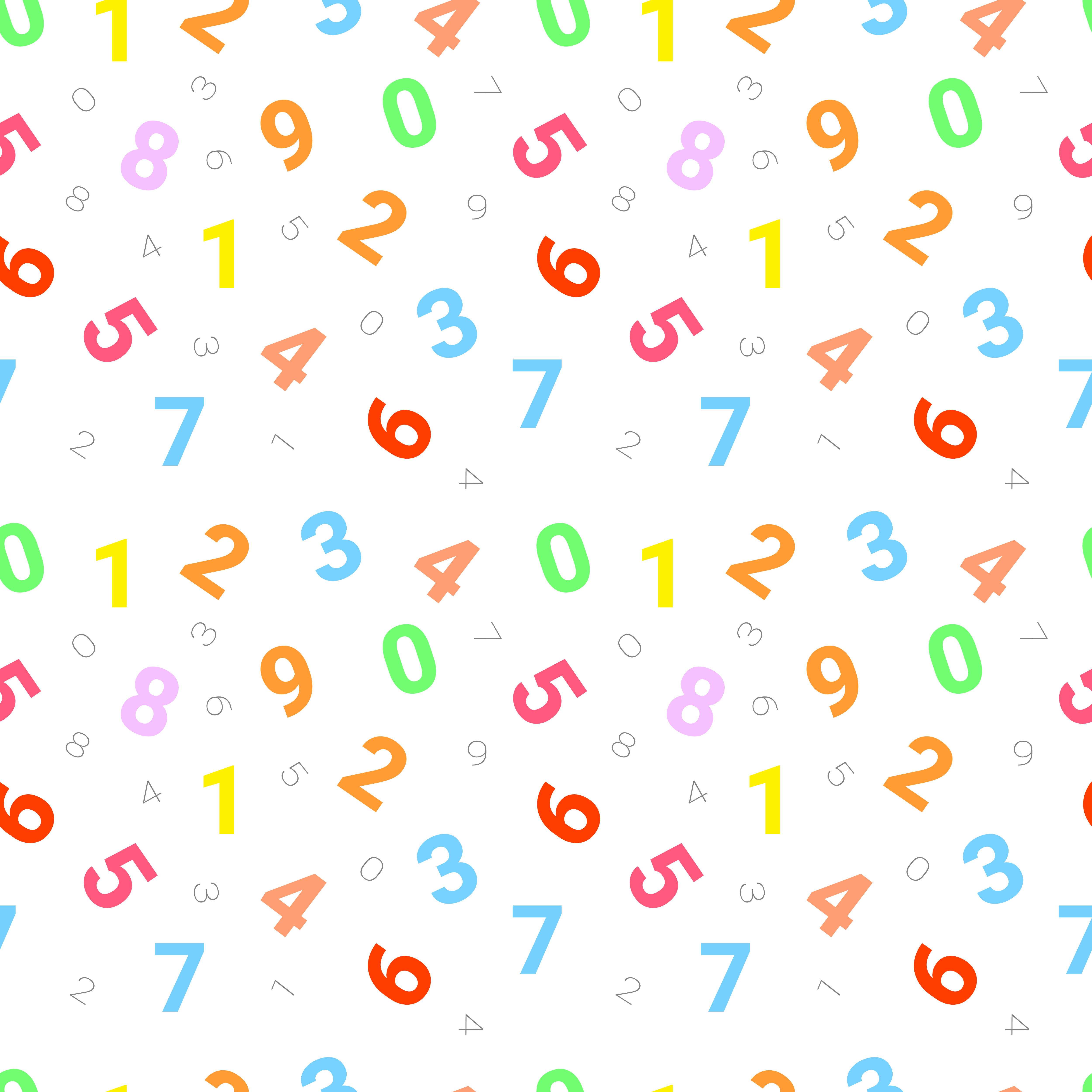 Seamless pattern with numbers from zero to nine on a white background ...