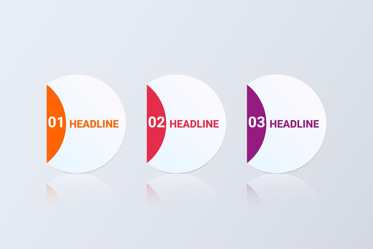 Abstract 3D Infographic Template with 3 steps. Business circle template with options for ...