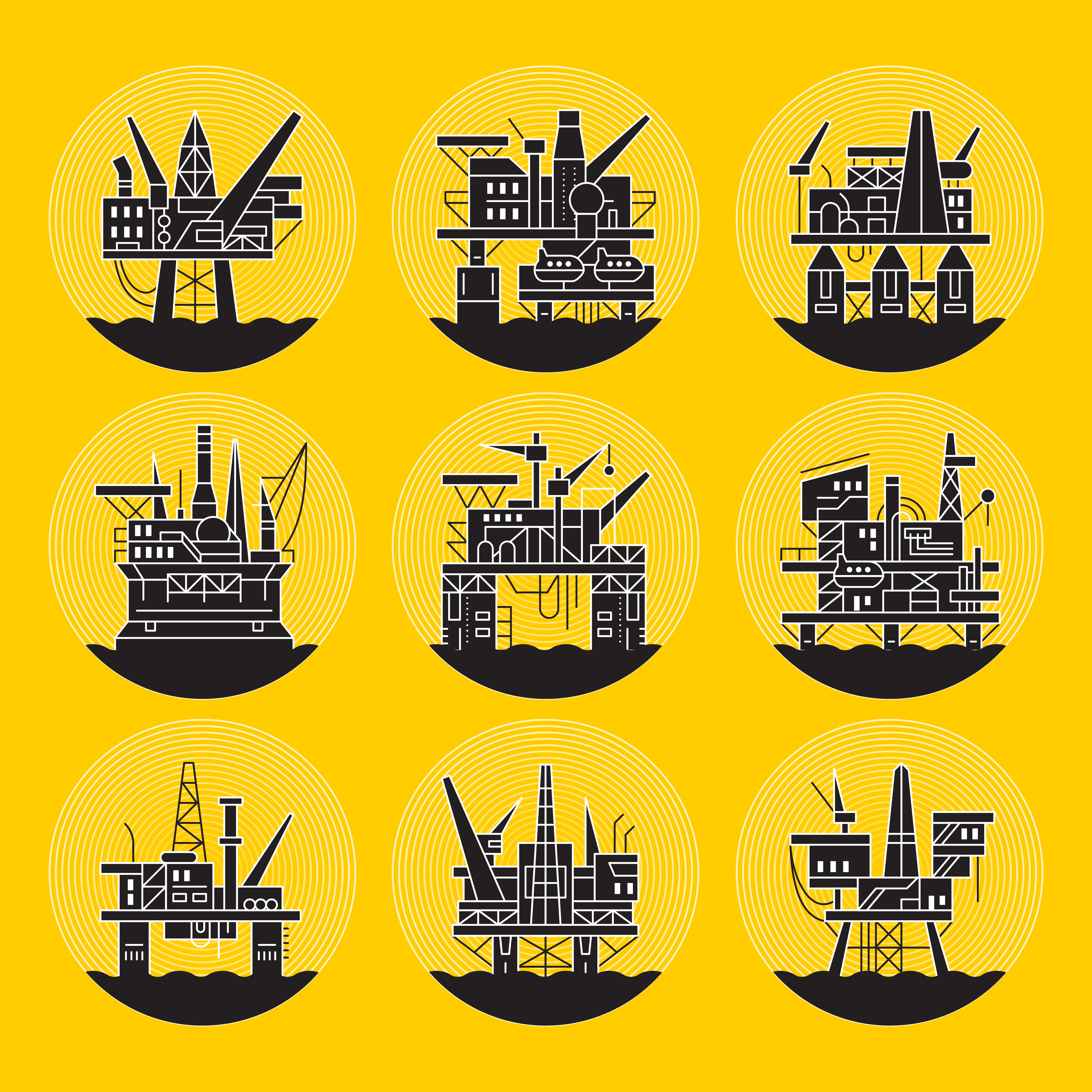 Oil platform icons set. 551916 Vector Art at Vecteezy Oil platform icons set. 551916 Vector Art at Vecteezy