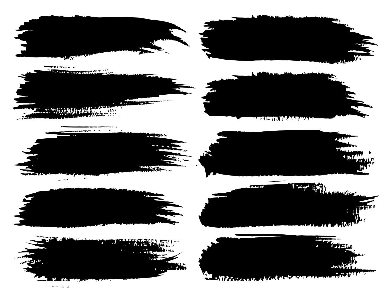 Set of brush strokes, Black ink grunge brush strokes. Vector ...